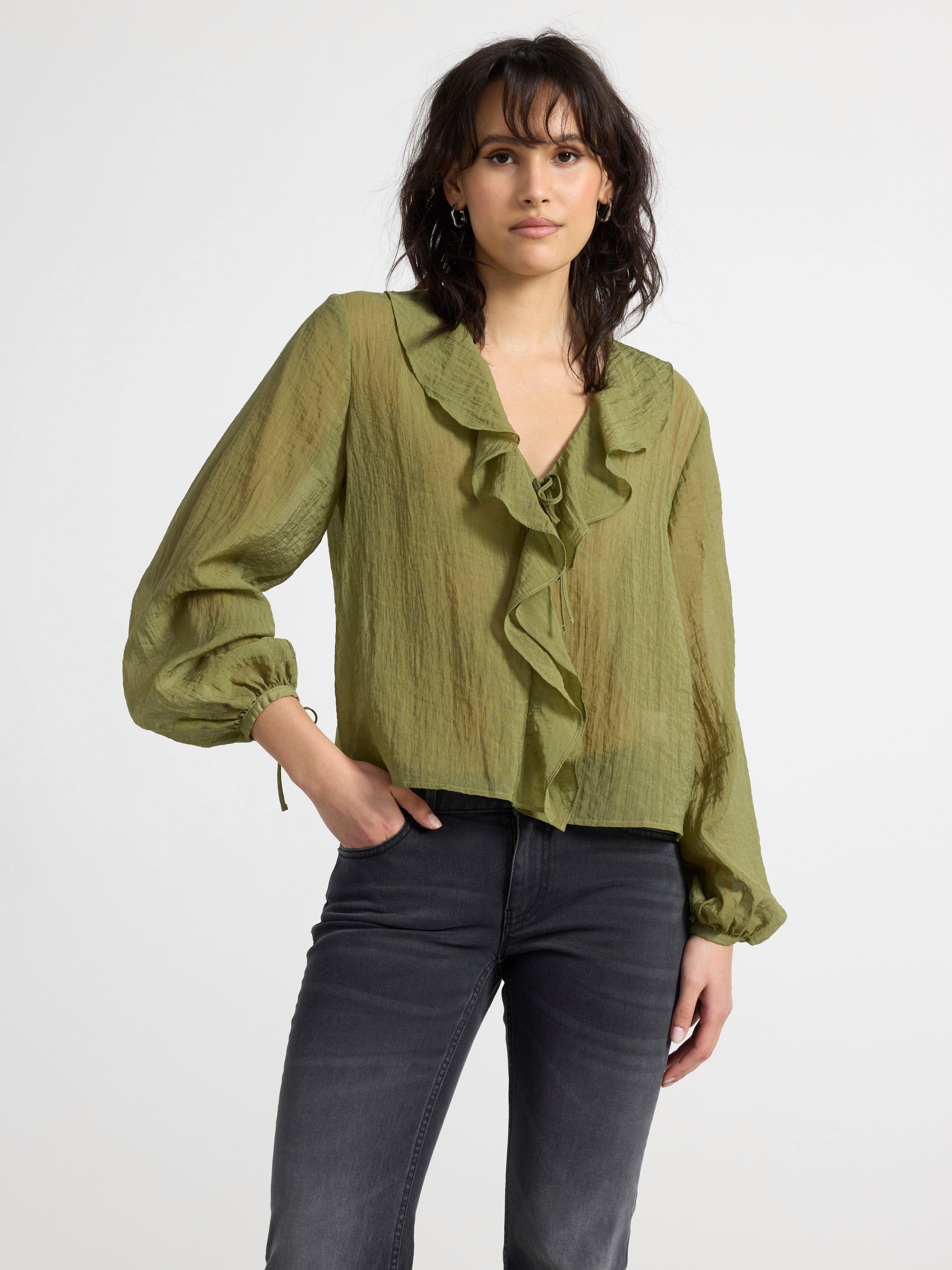 Blus med volanger | Lindex