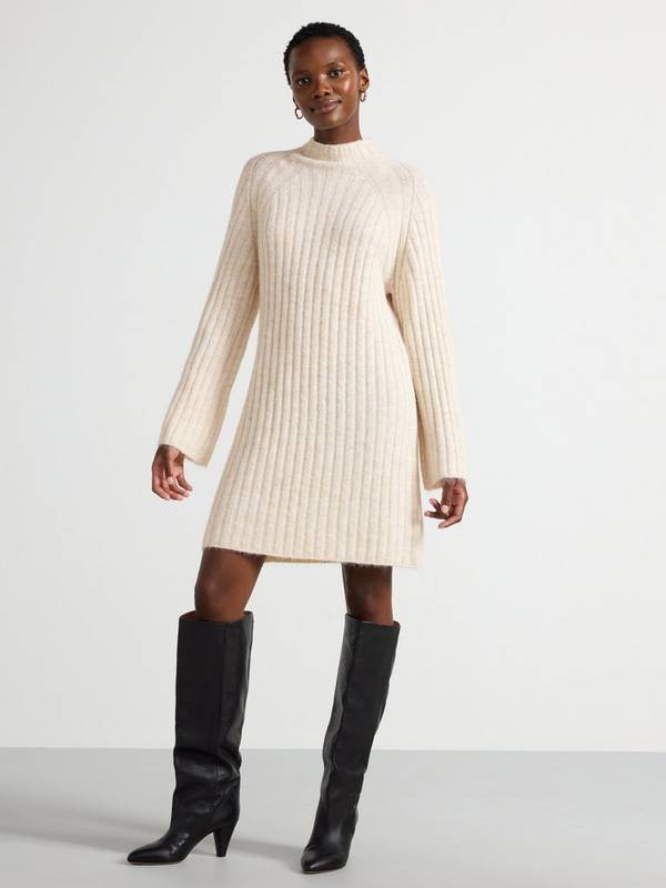 Trois Logo Knit Mini Dress 【beige M】 Trois Logo Knit Mini Dress 【beige M】