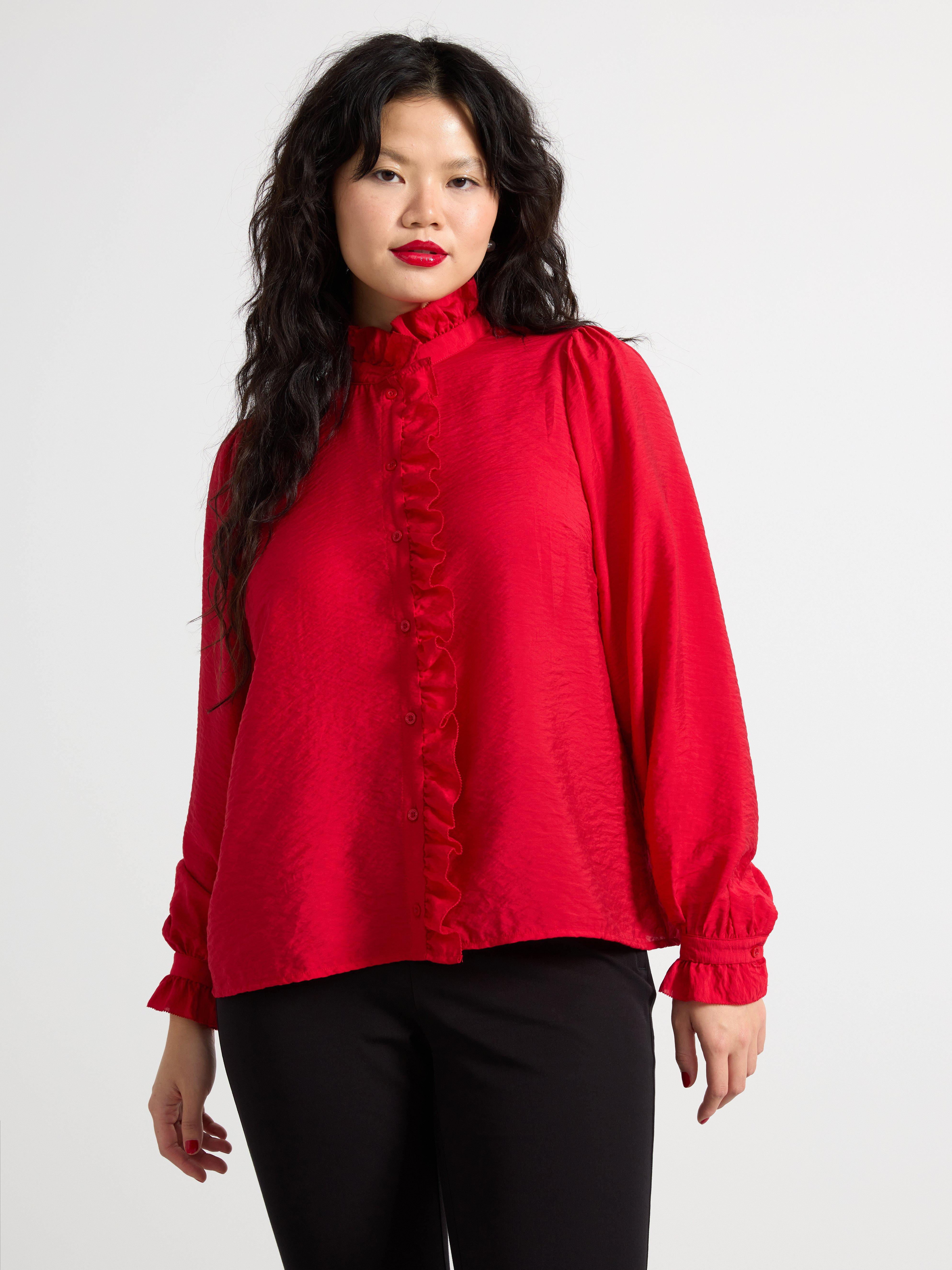 Blus med volanger | Lindex