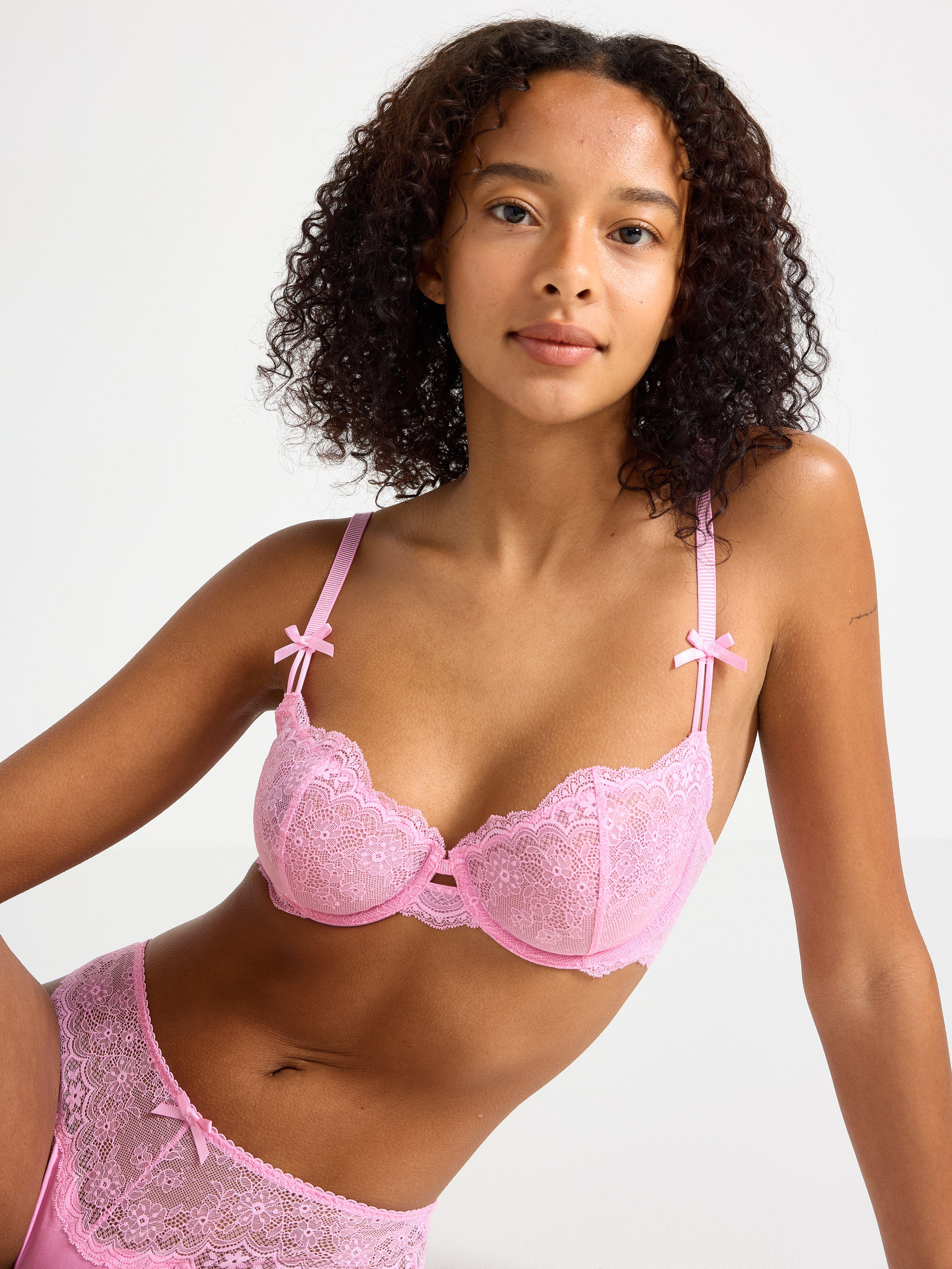 Ovadderad bh med spets | Lindex