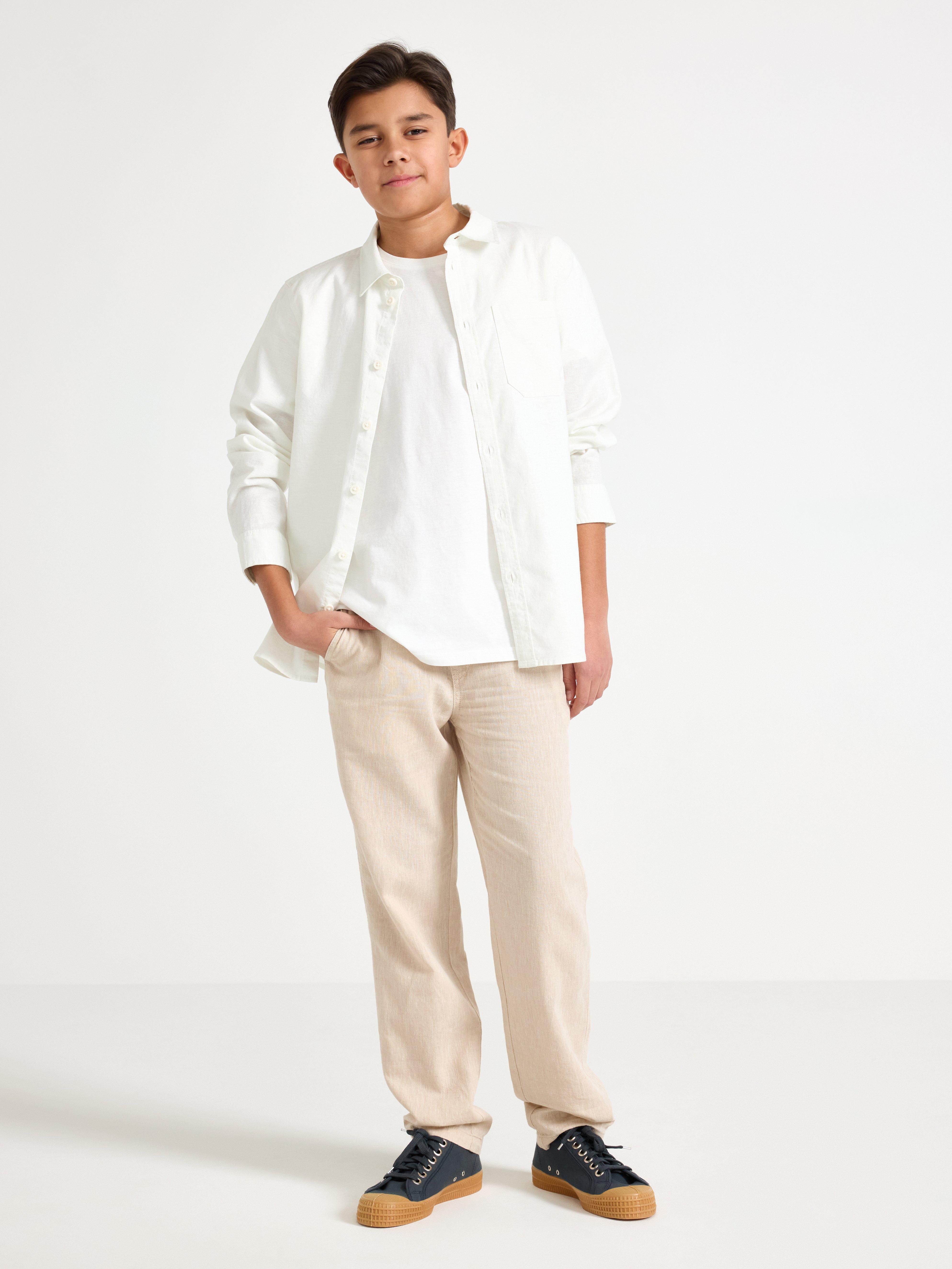 STAFFAN Straight nohavice zo zmesi ľanu | Lindex