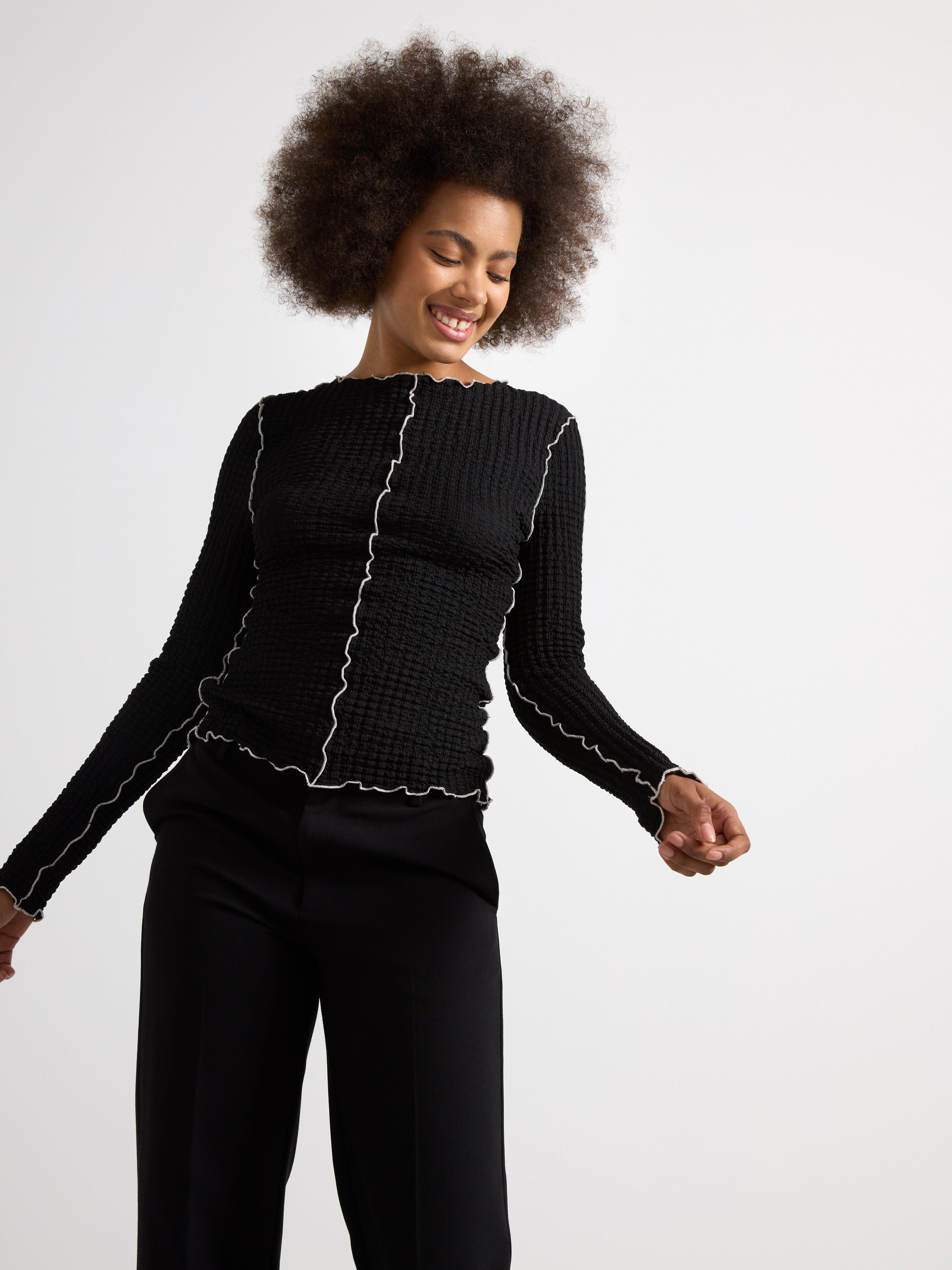 Krepp langermet topp | Lindex