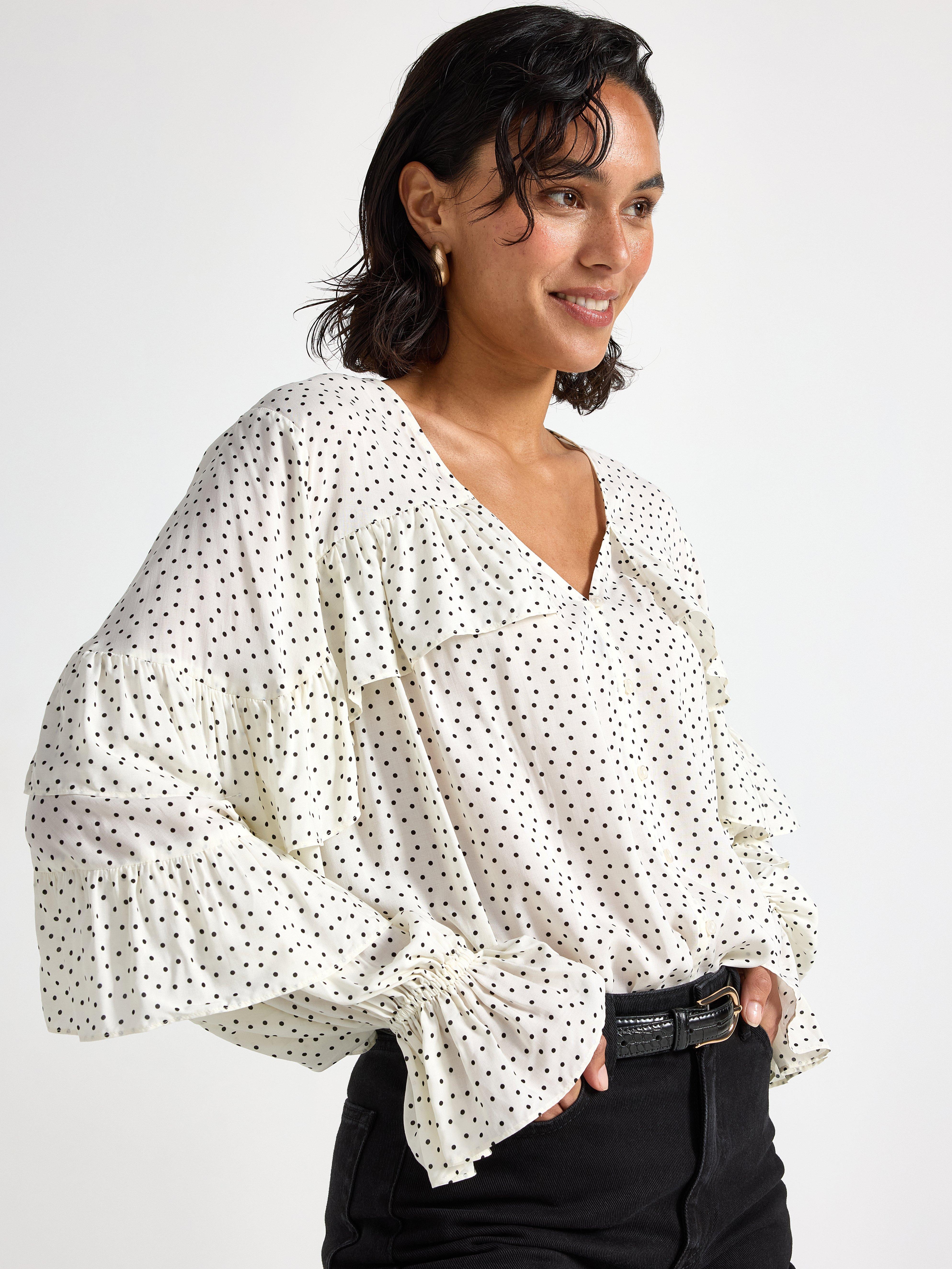 Blus med volang | Lindex