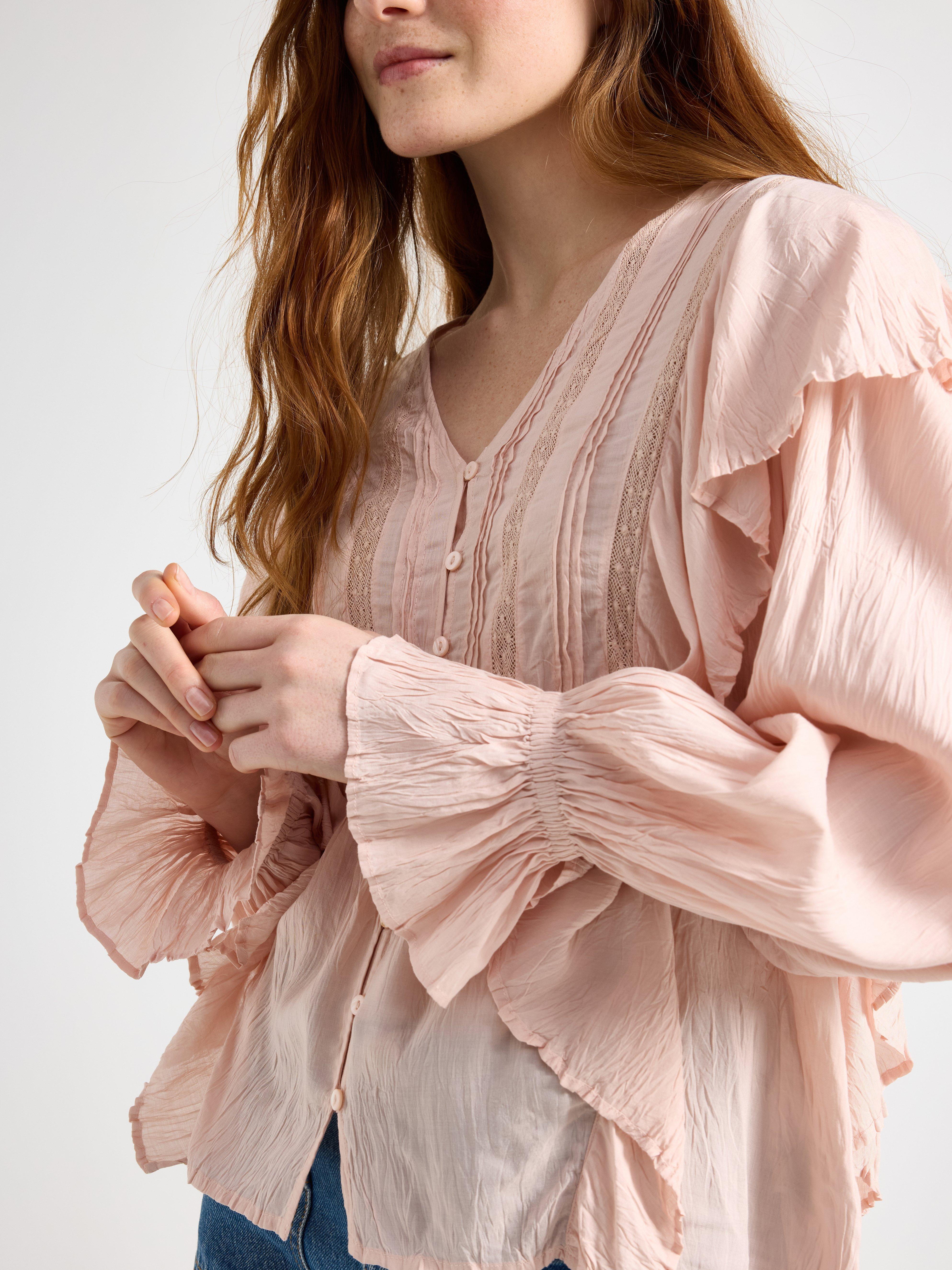 Crinkled blouse with flounce | Lindex
