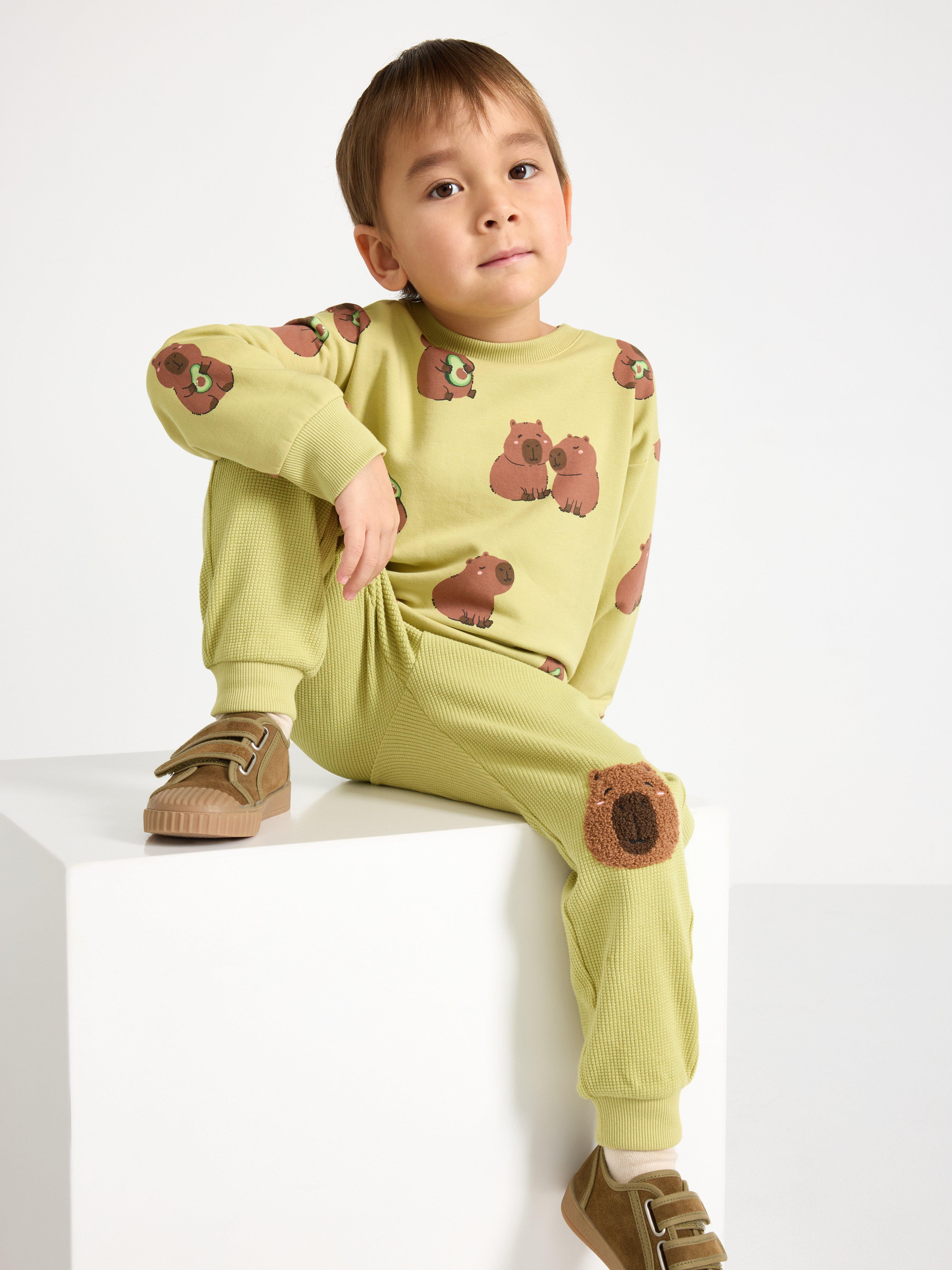 Waffled joggers with capybara motif | Lindex