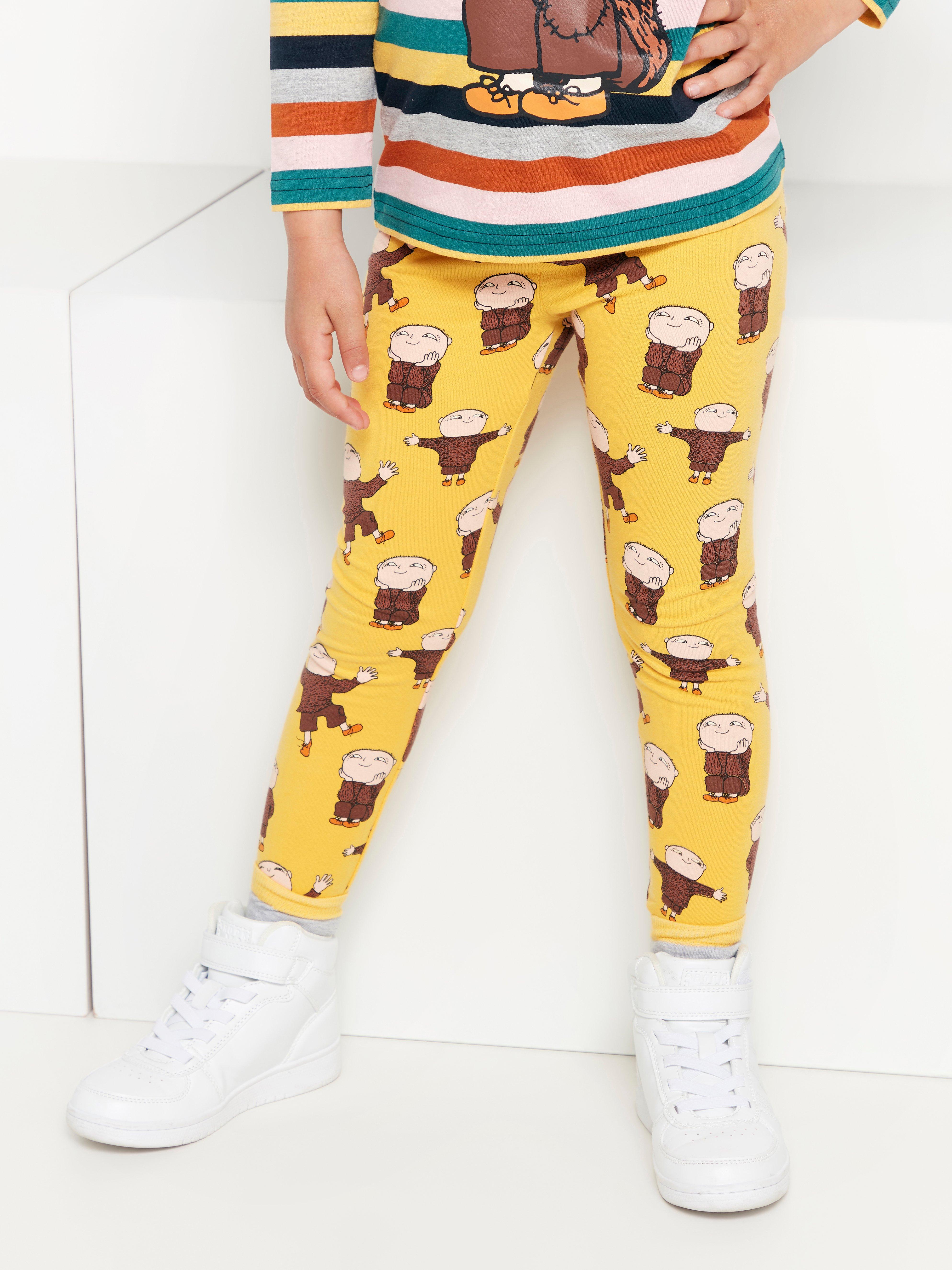 Gula leggings med Alfons Åberg-mönster och borstad insida | Lindex