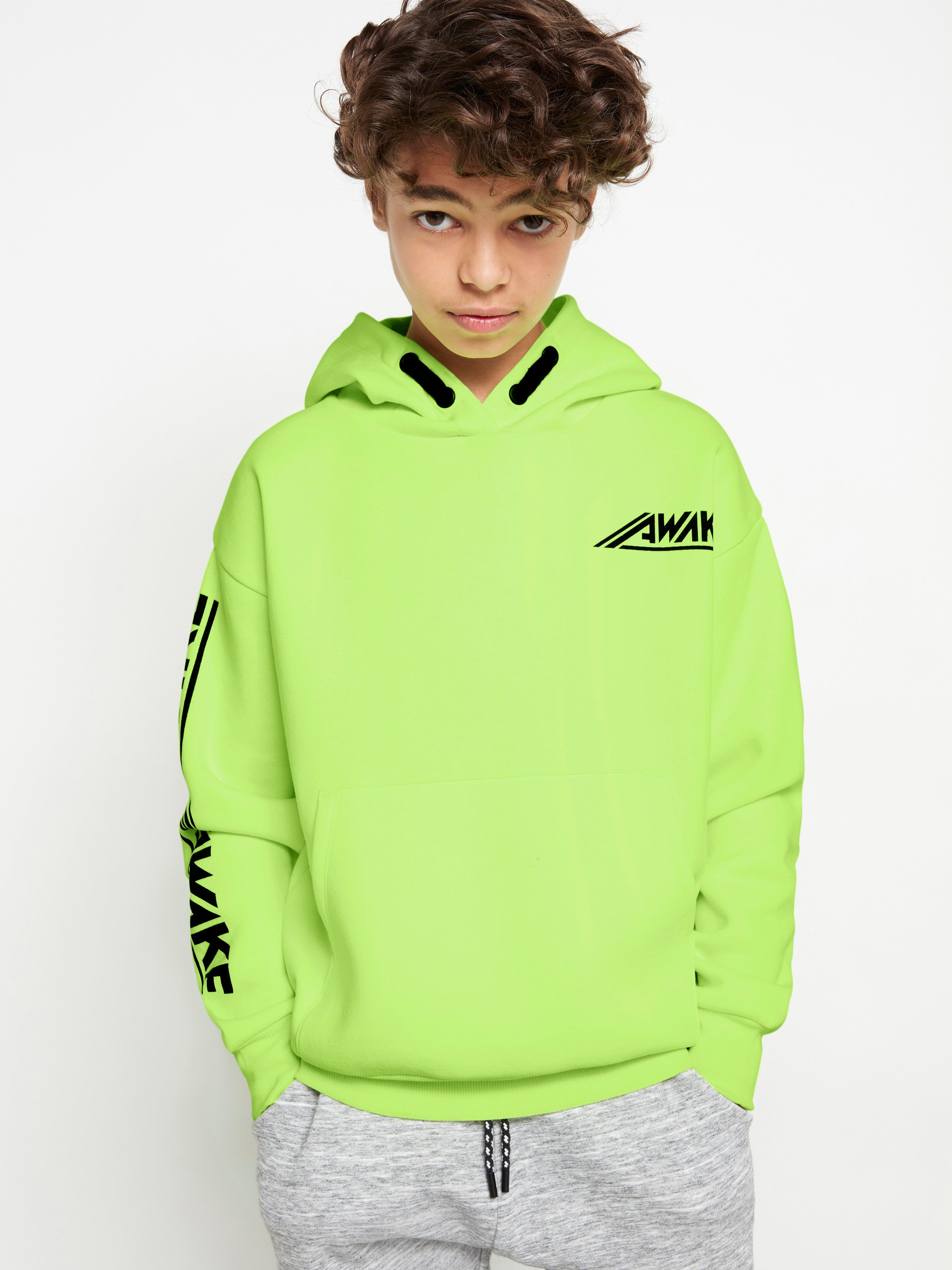 Neon coloured hooded sweatshirt with print | Lindex Europe