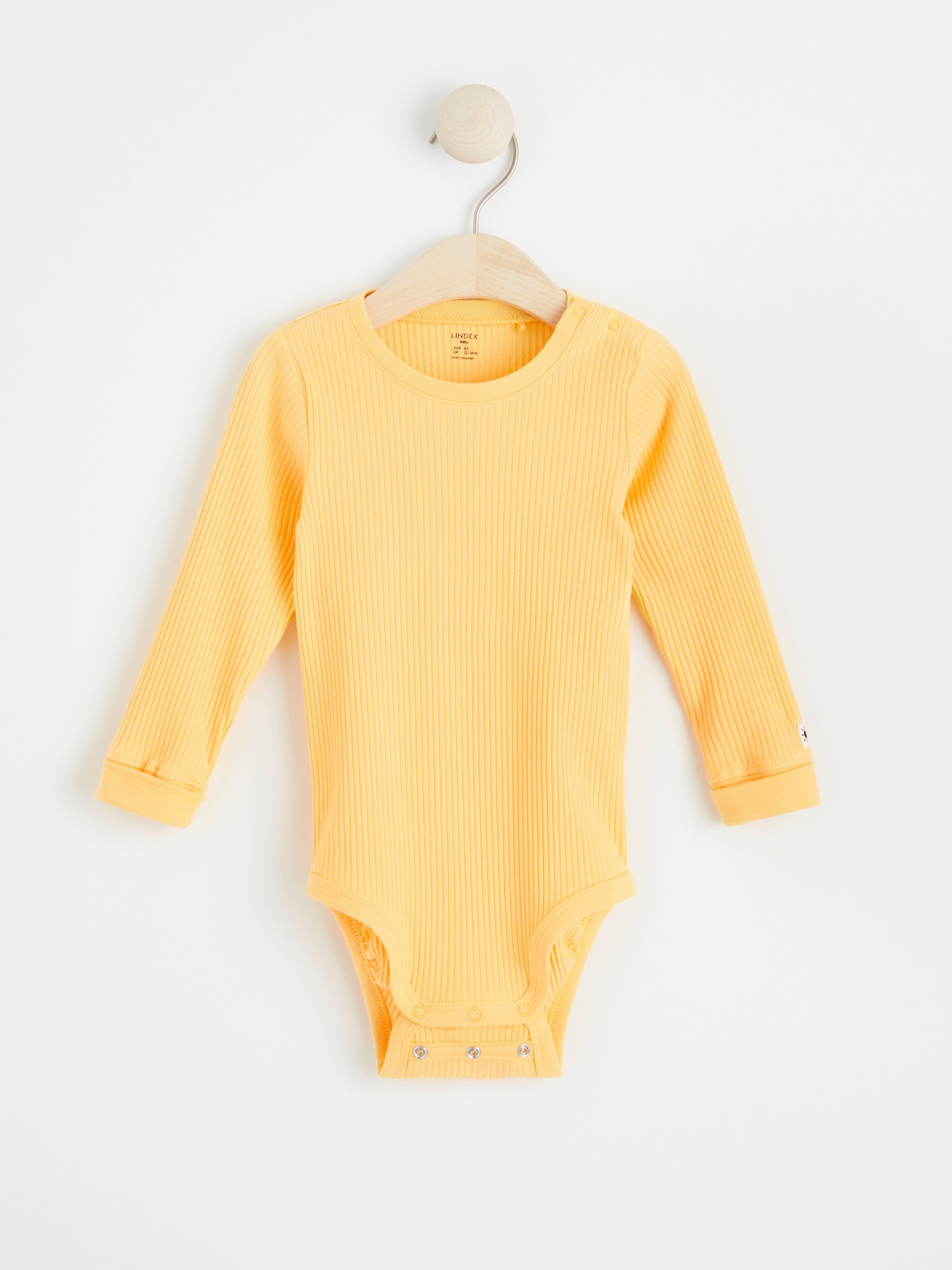 Ribbad body med lång ärm | Lindex