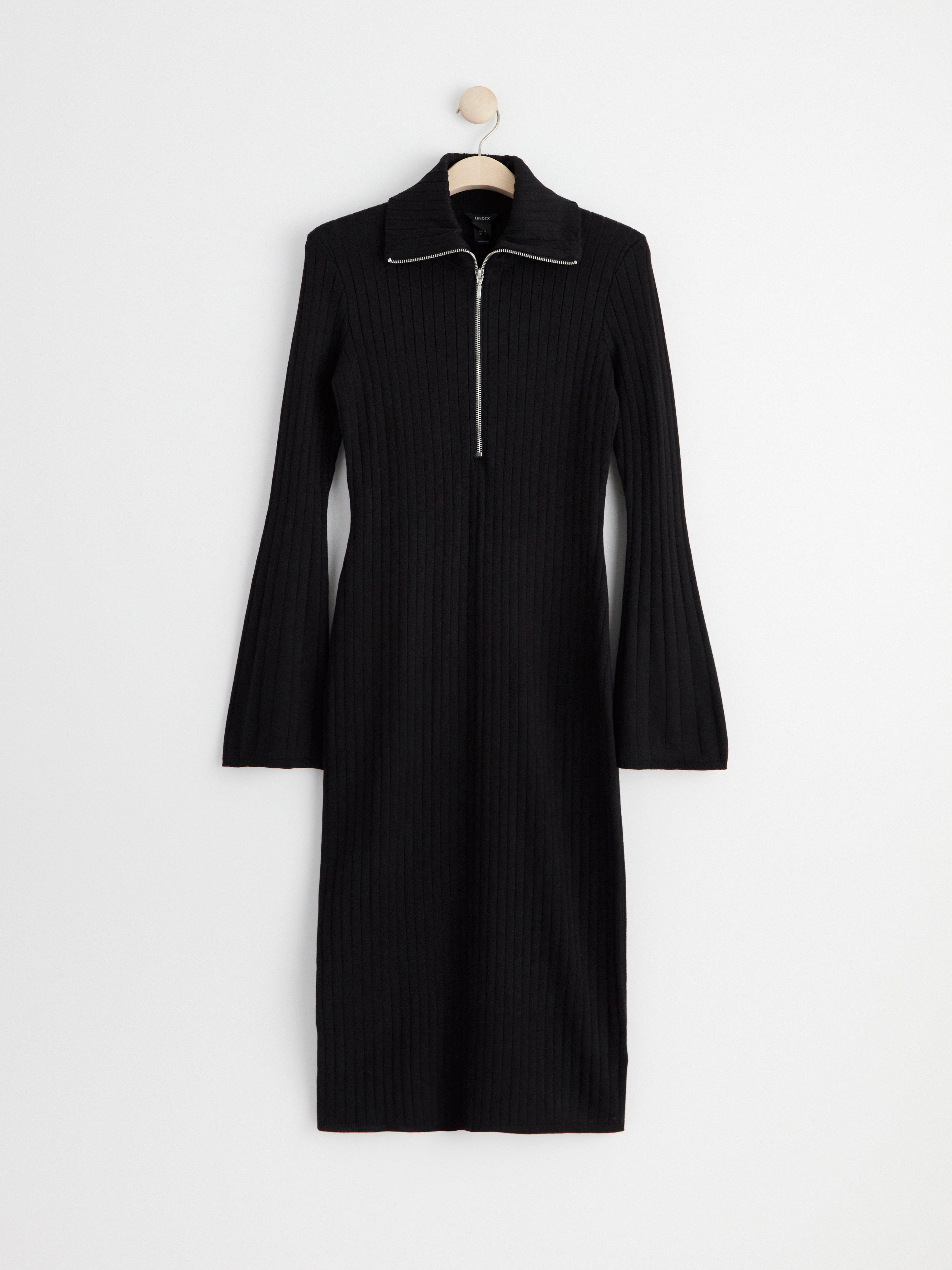 Ribbed half zip dress | Lindex