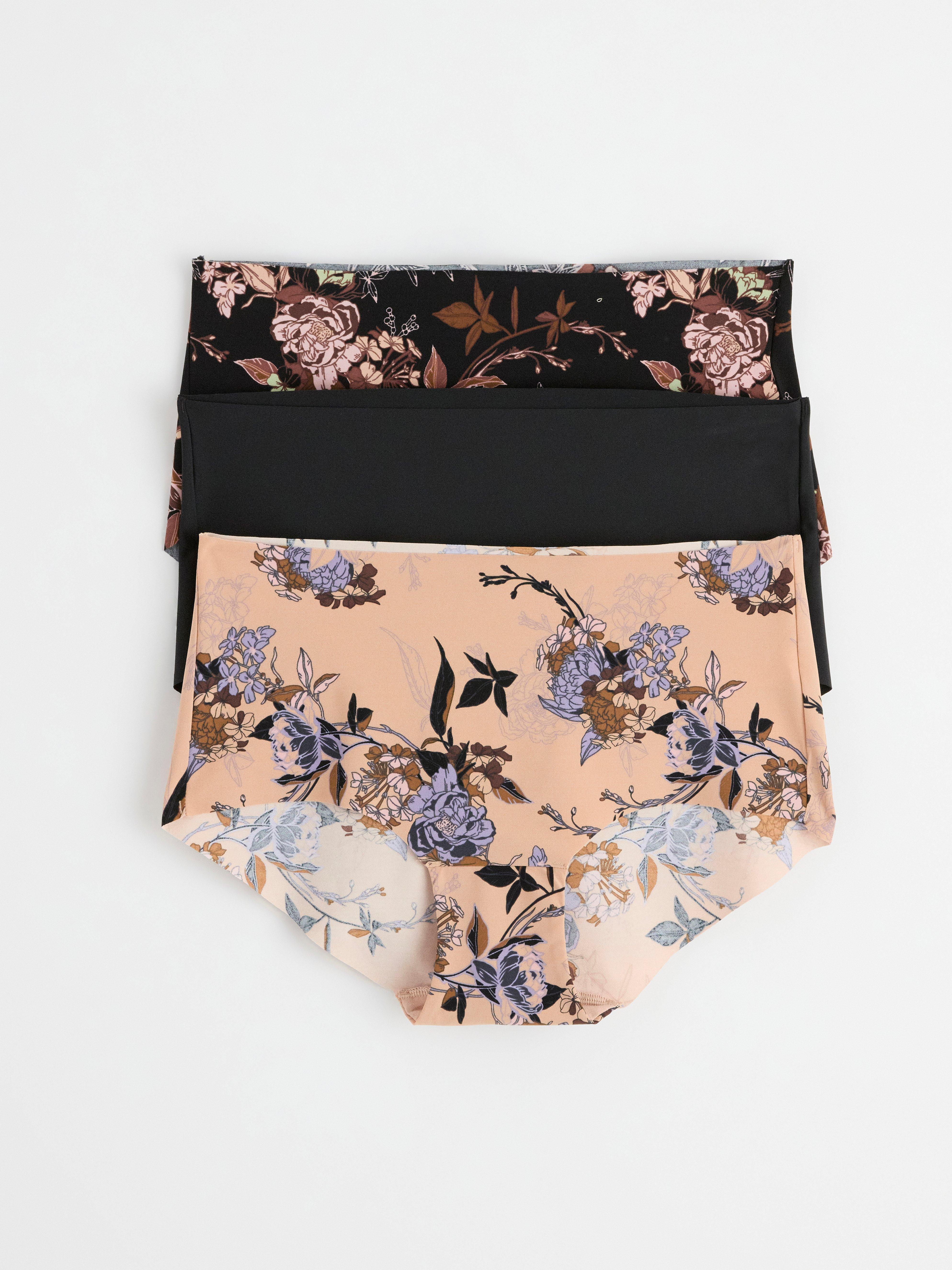 3-pack trosor med normalhög midja och blommor | Lindex