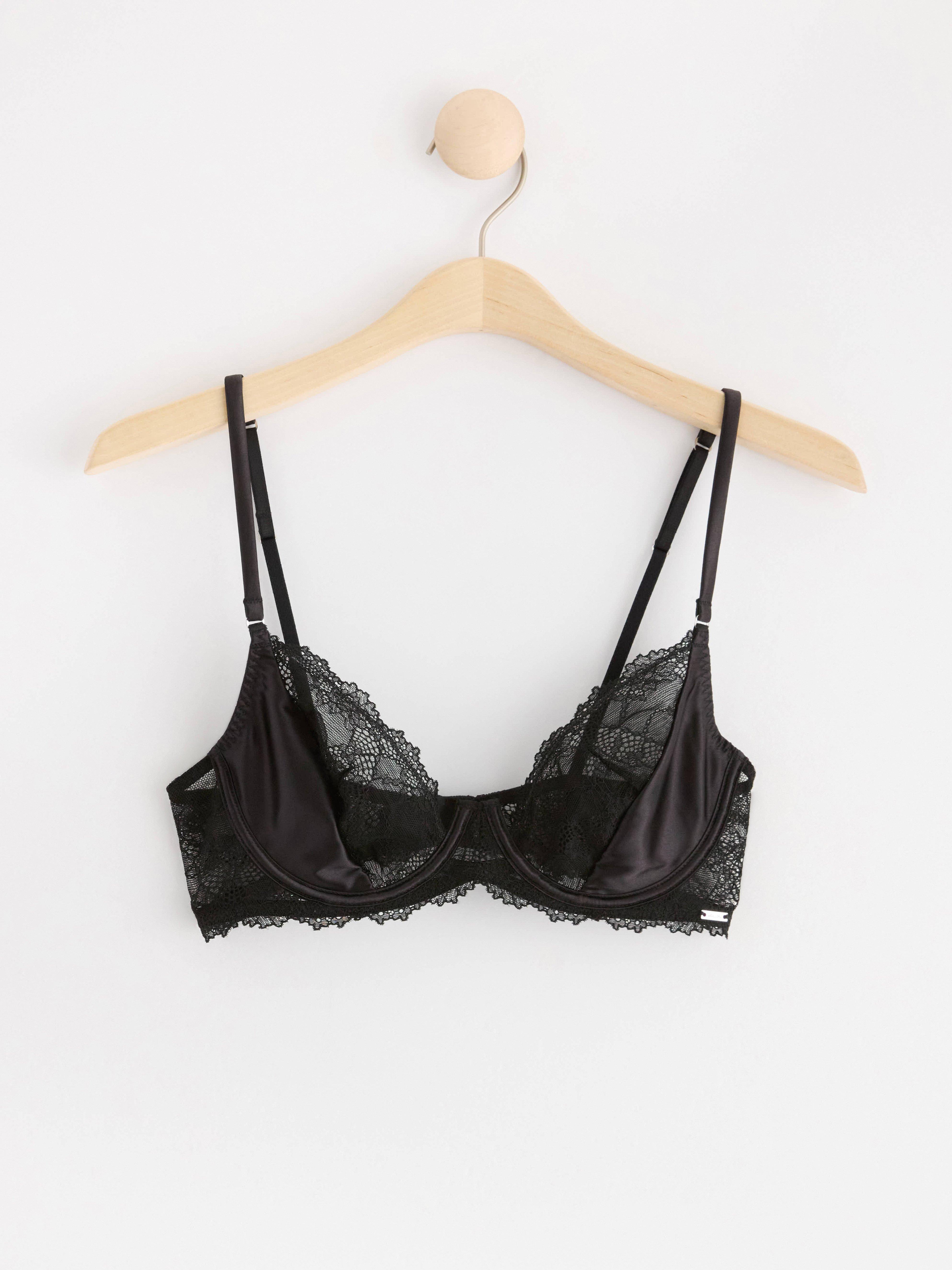ella m – Unpadded satin bra with lace | Lindex