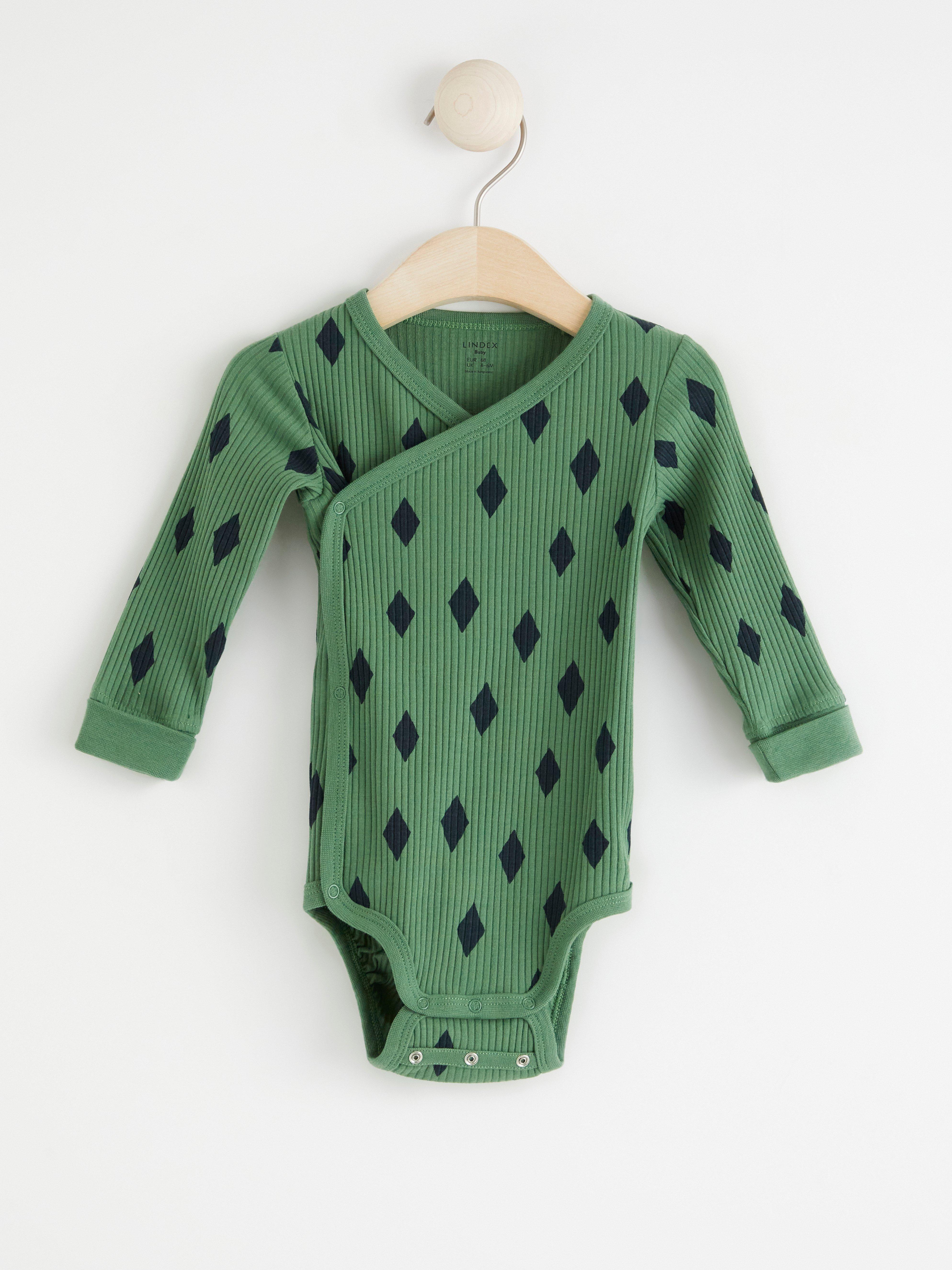 Ribbed wrap body suit with print | Lindex