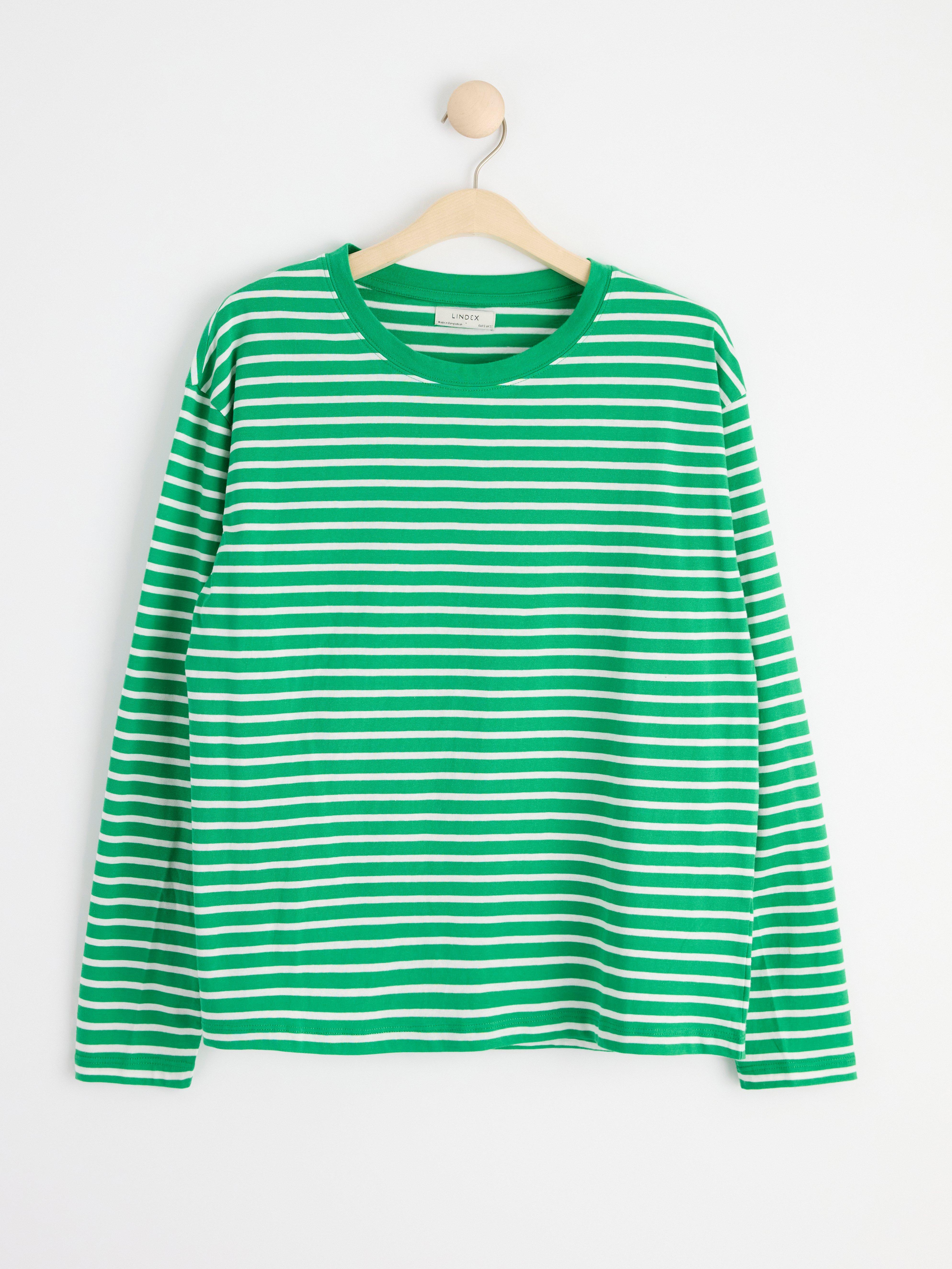 Långärmad randig topp | Lindex