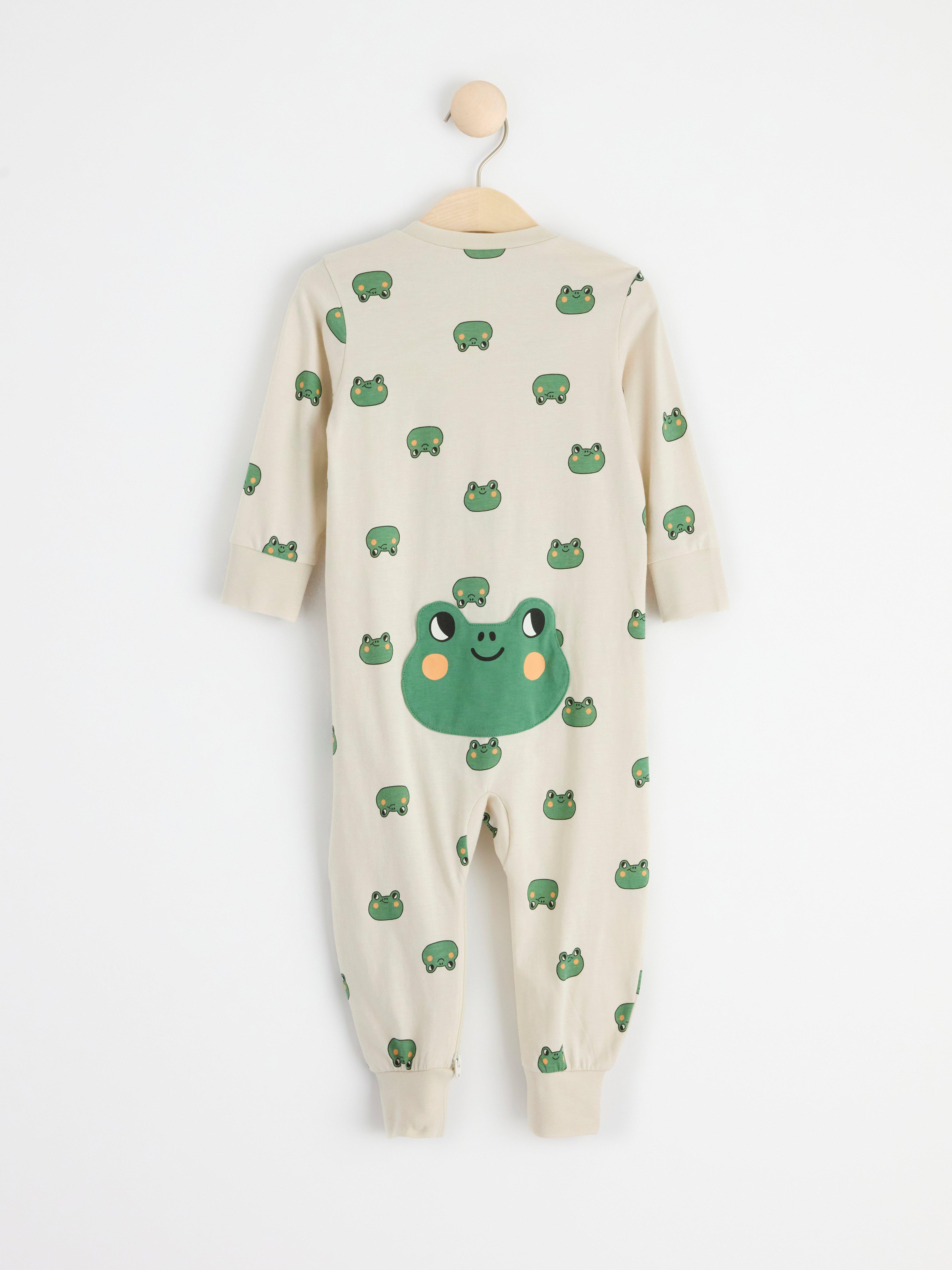 Pyjamas med grodor och grodapplikation baktill | Lindex
