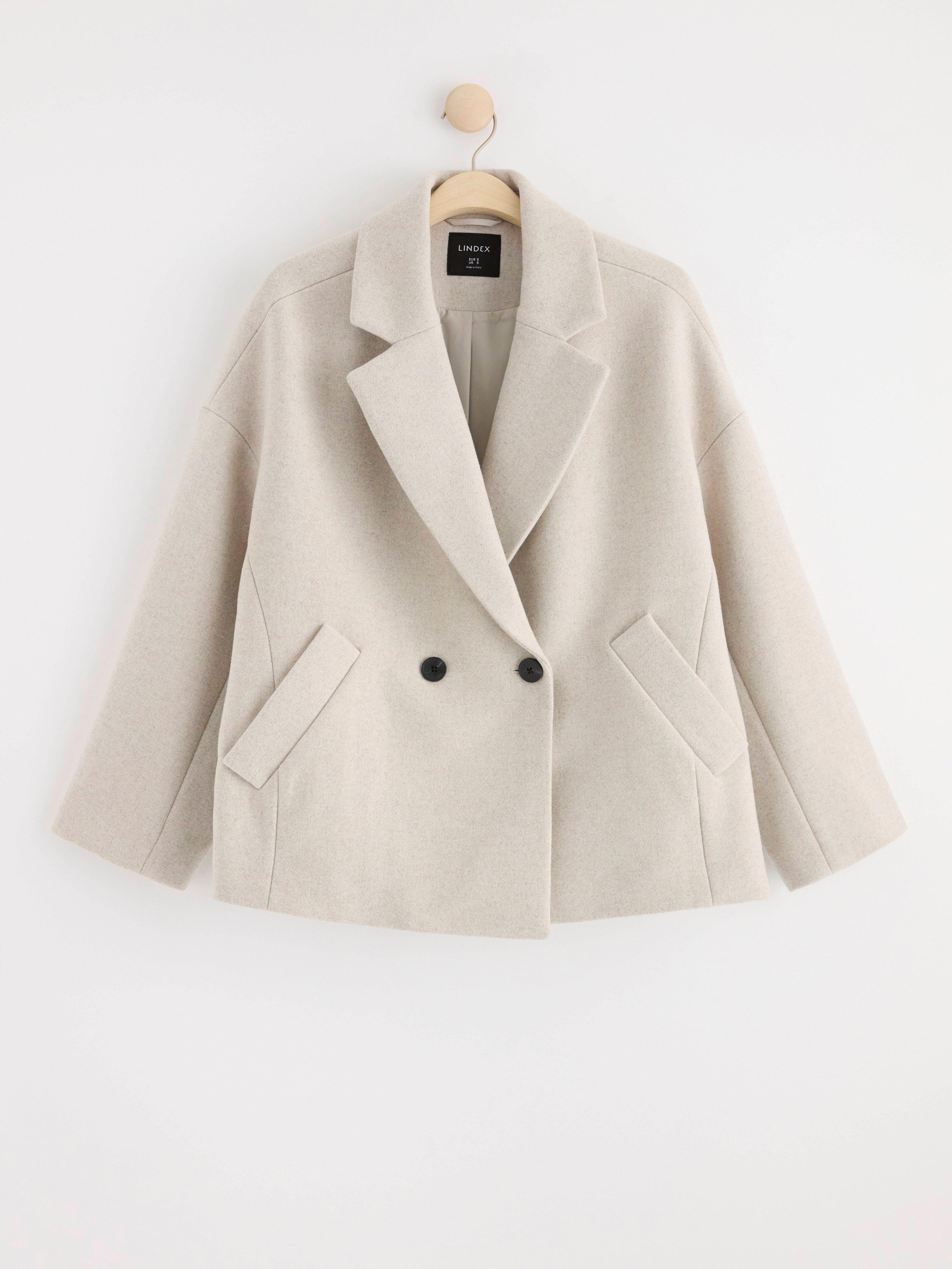 Jacket in wool blend with double button closure | Lindex