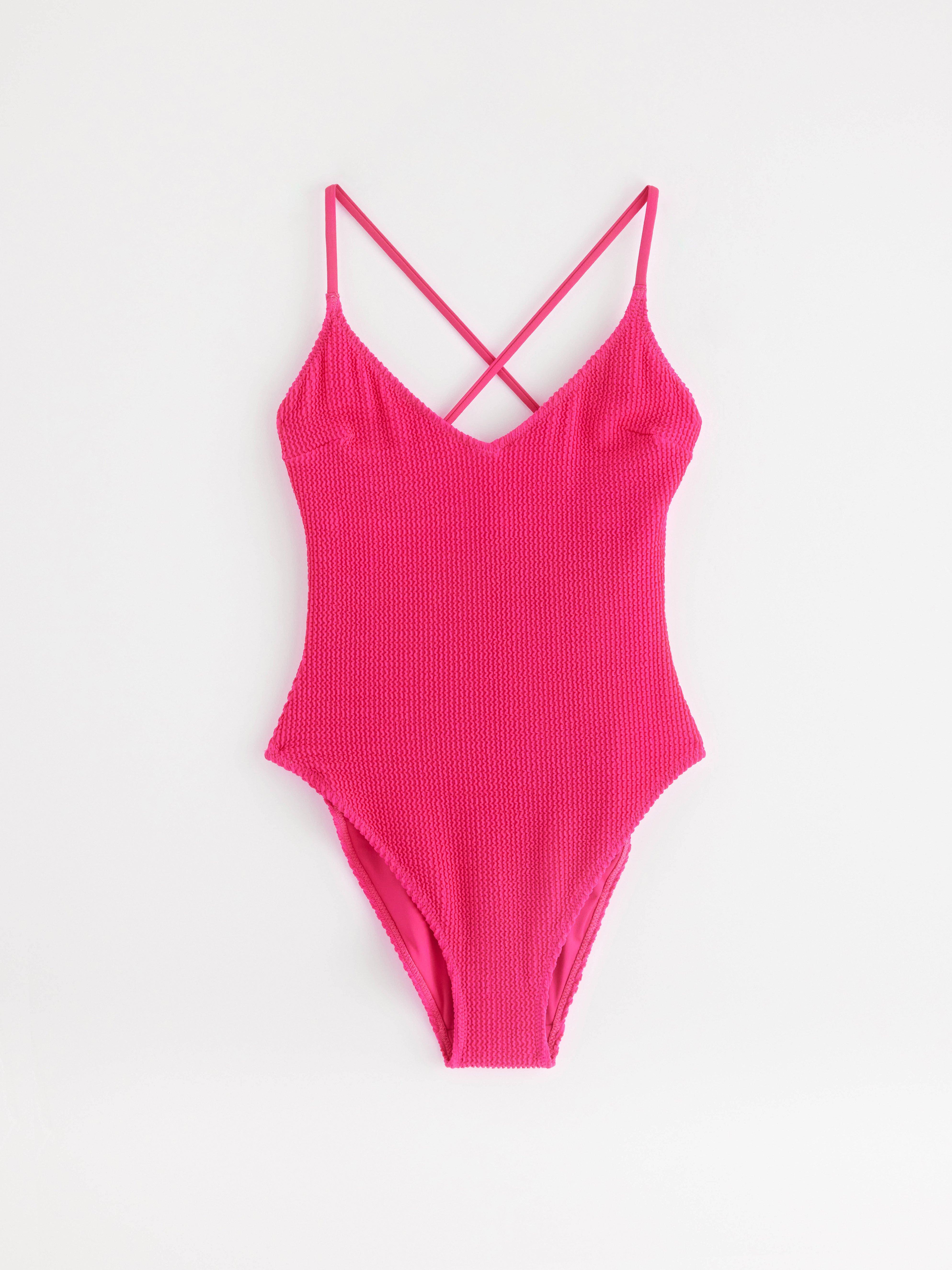 Crinkled swimsuit with high leg cut | Lindex