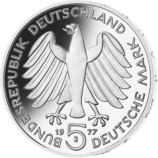 5 DM Münze 1977 "Carl Friedrich Gauß" | MDM