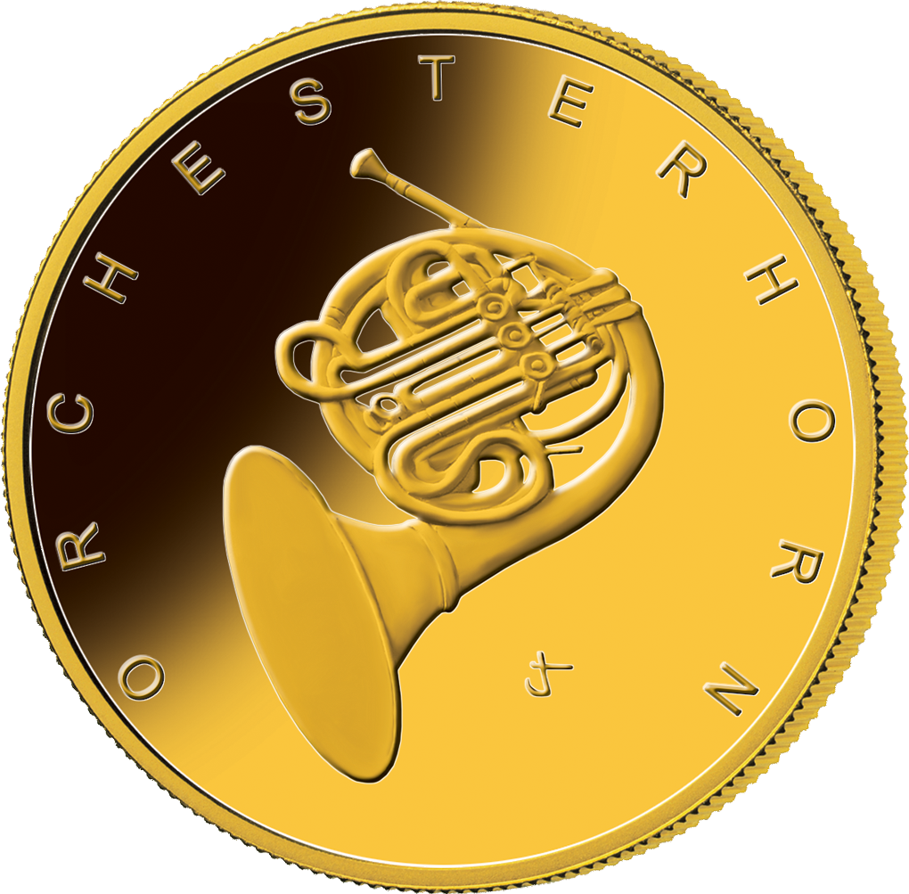 Die offizielle deutsche 50-Euro-Goldmünze "Orchesterhorn" 2020 | MDM