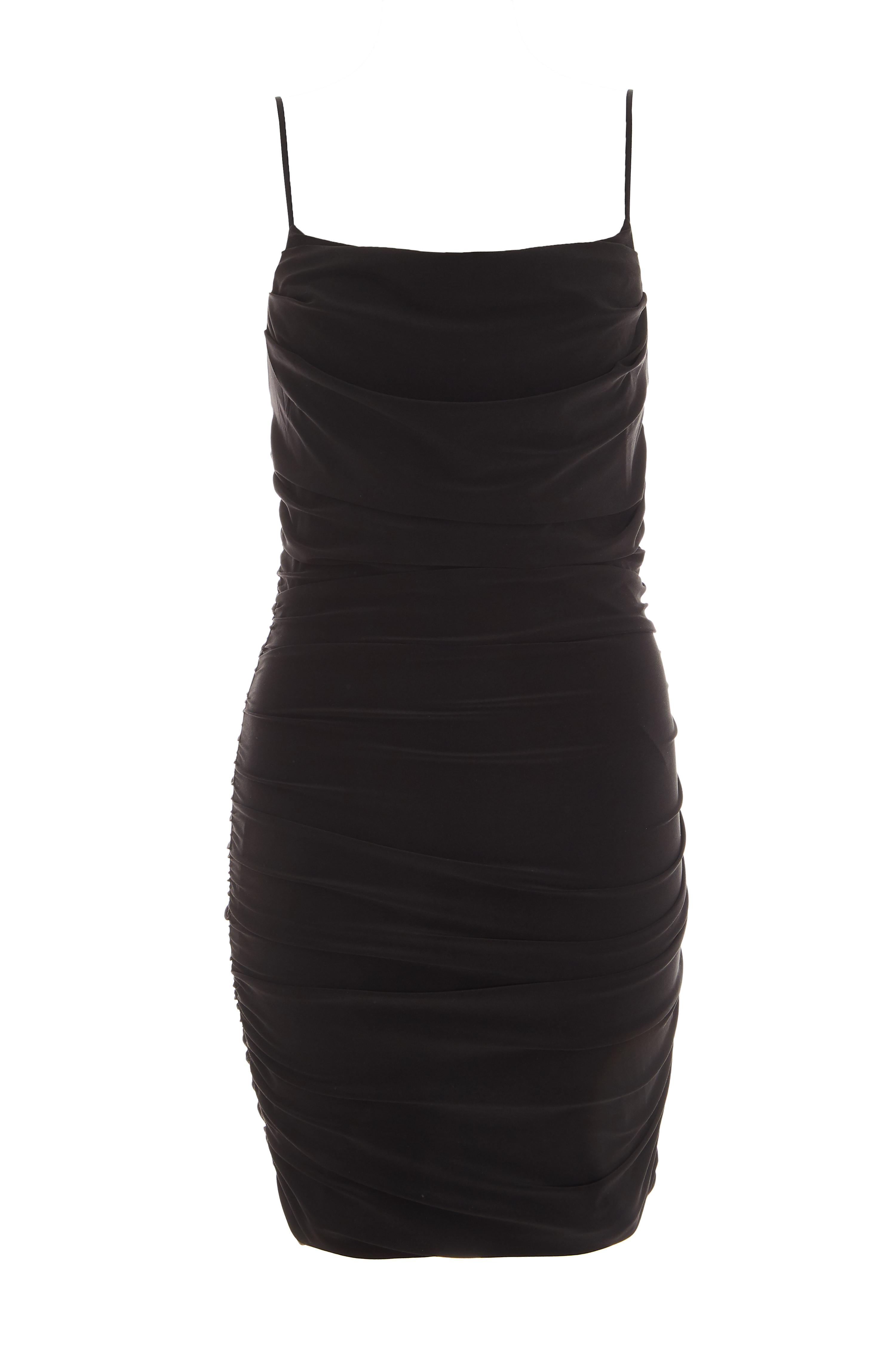 Ruched Mesh Bodycon Mini Dress in Black - Wishupon