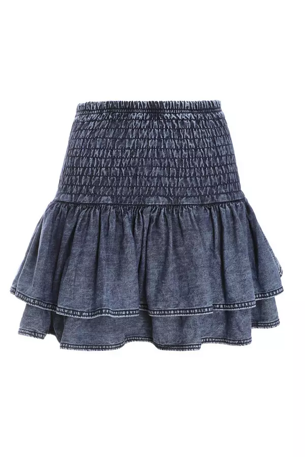 Blue Denim Frill Mini Skirt - QUIZ Clothing Blue Denim Frill Mini Skirt - QUIZ Clothing