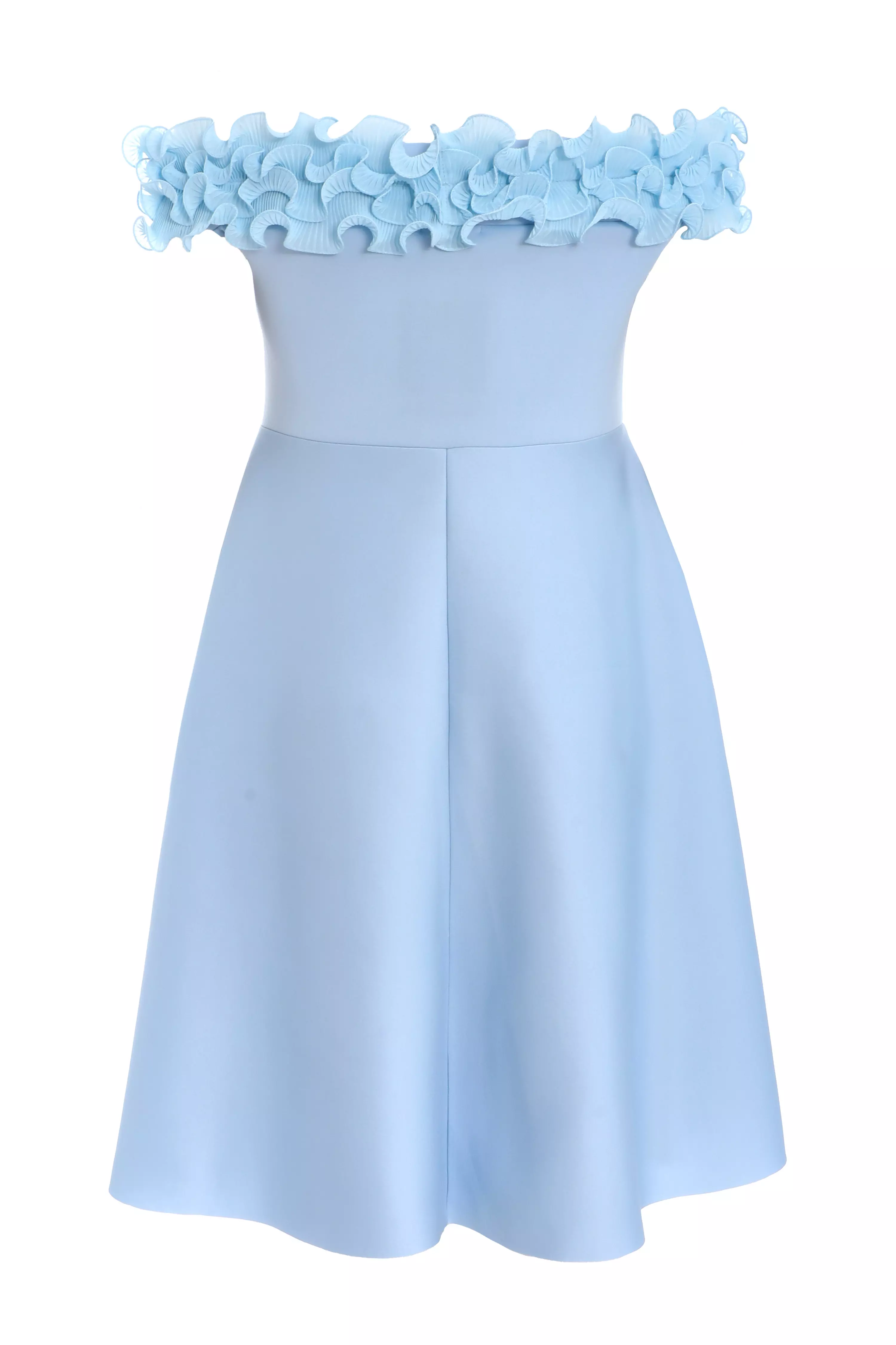 Curve Blue Bardot Ruffle Skater Midi Dress Quiz Clothing