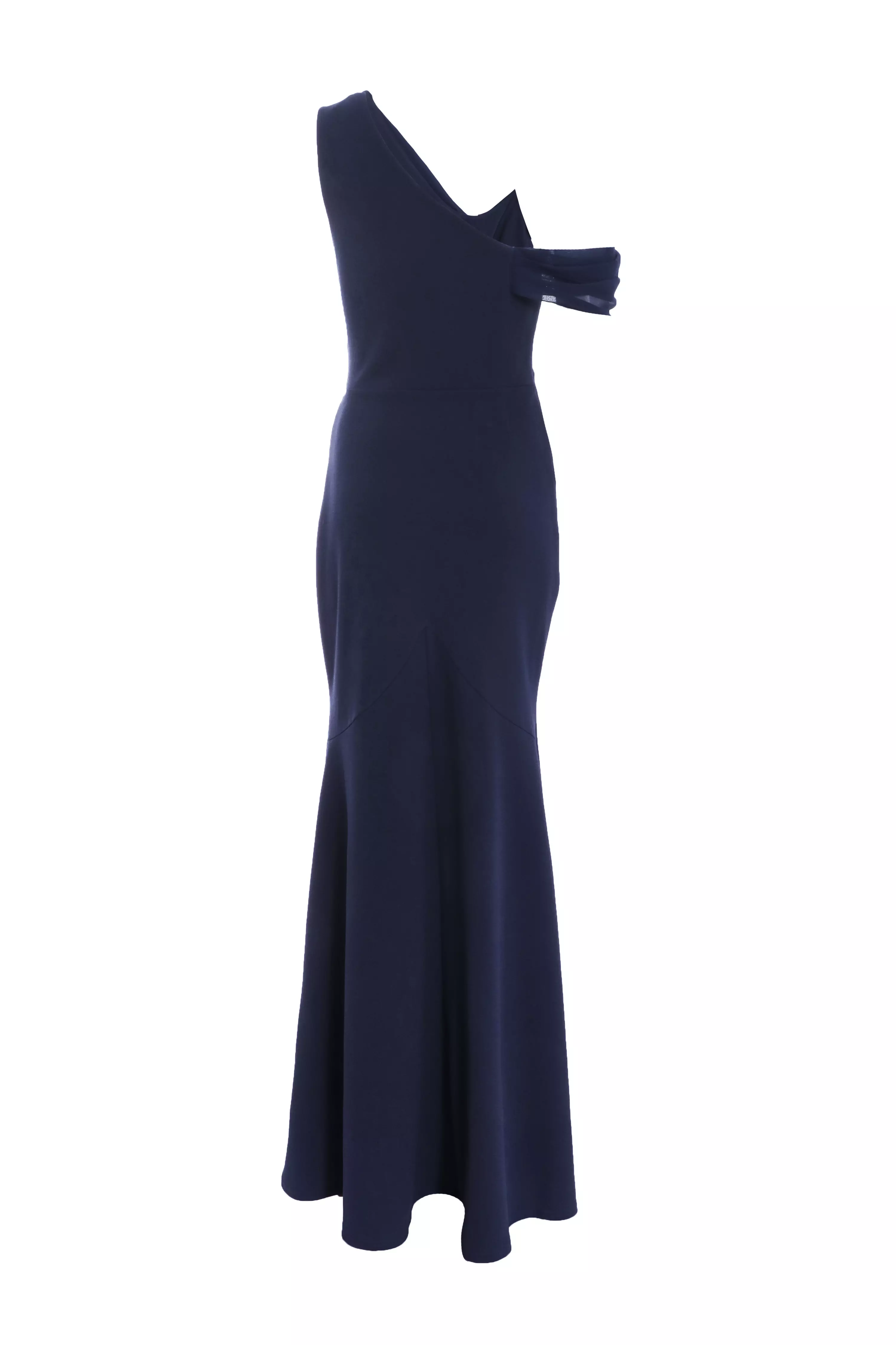 Navy Asymmetric Cowl Neck Maxi Dress Quiz Clothing