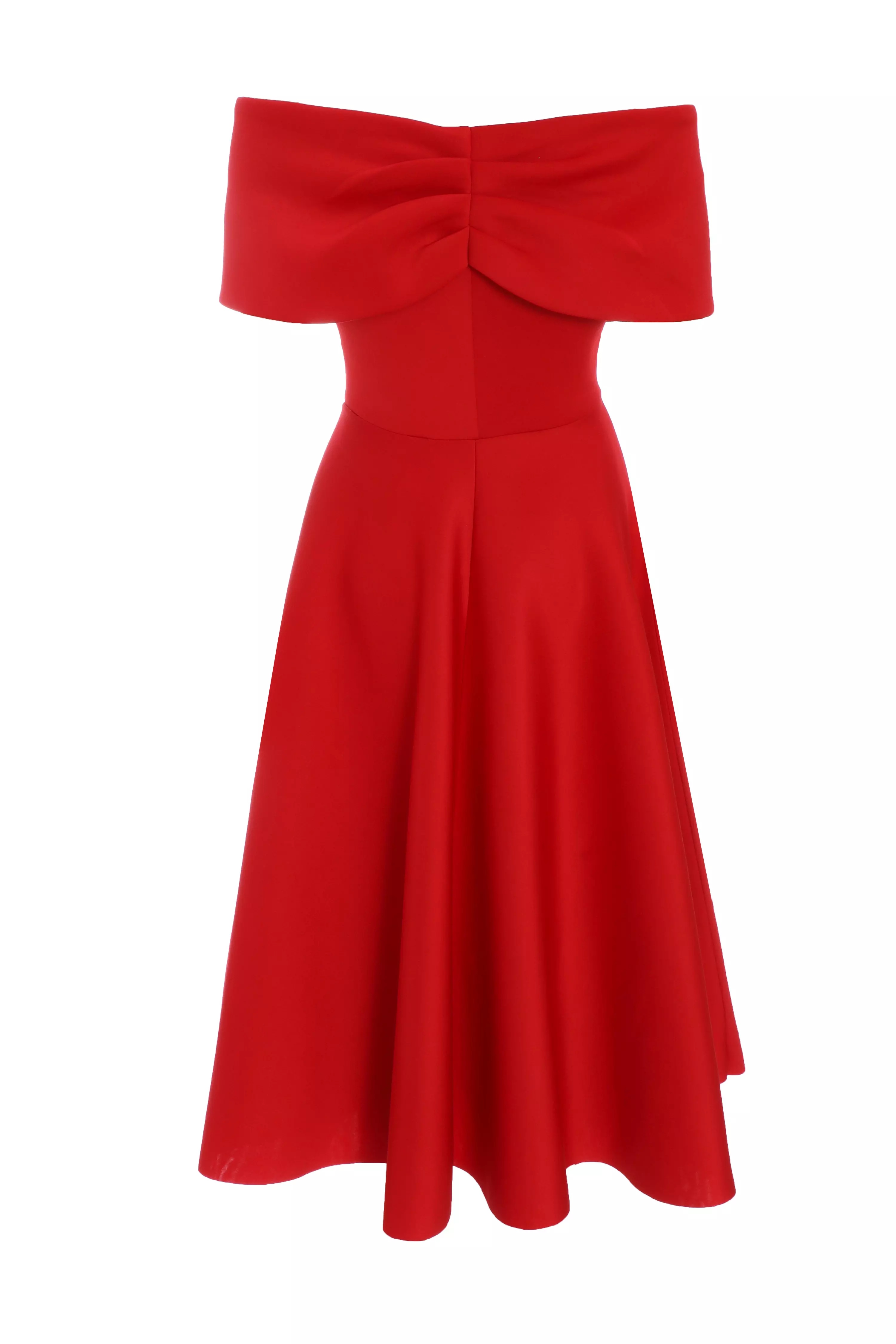 Red Bardot Skater Midi Dress Quiz Clothing