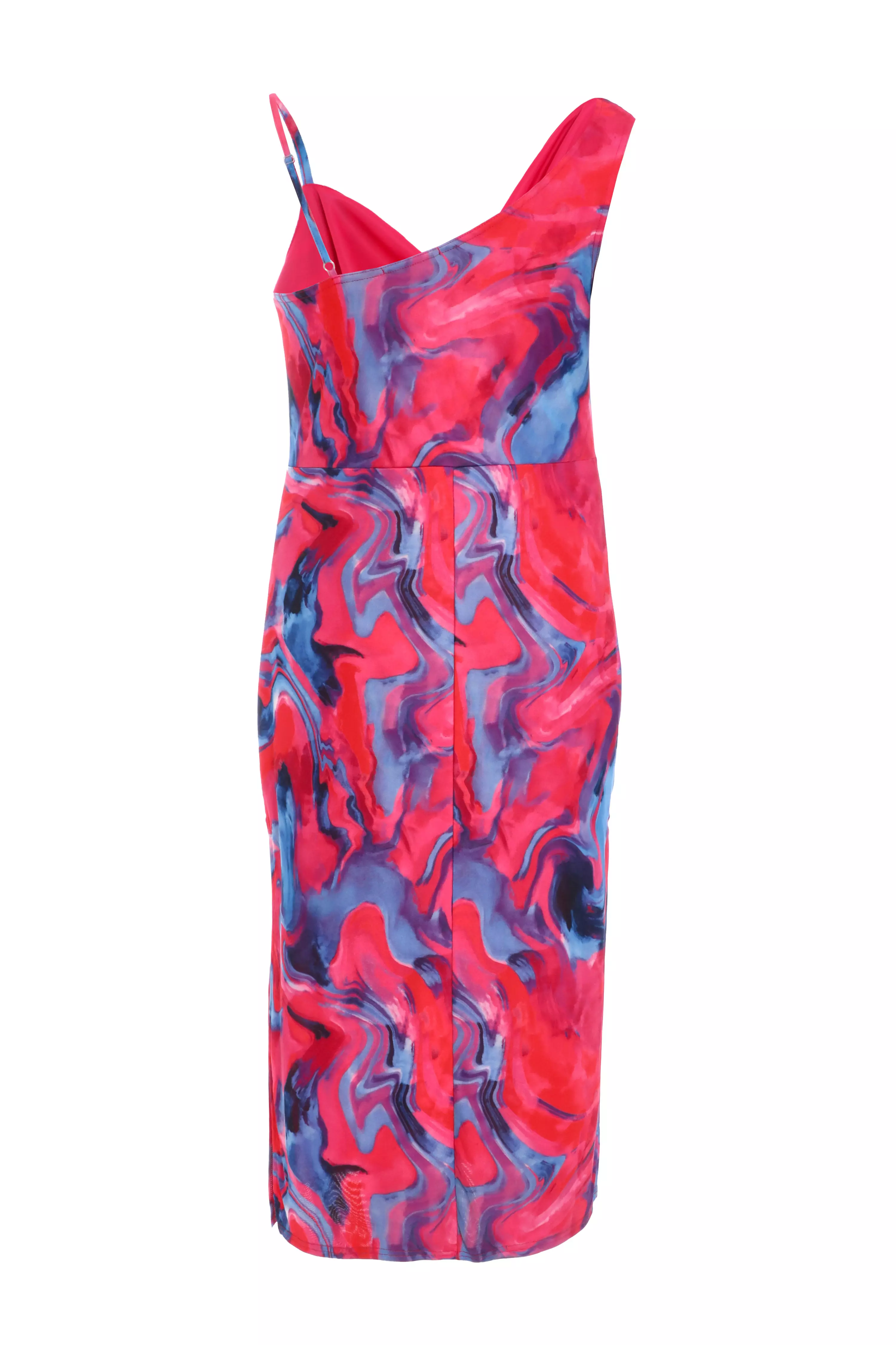 Curve Pink Marble Print Satin Midaxi Dress - QUIZ Clothing