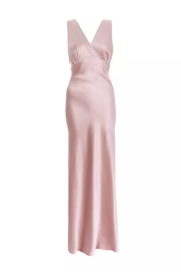 Blush Pink Satin Wrap Maxi Dress - QUIZ Clothing Blush Pink Satin Wrap Maxi Dress - QUIZ Clothing