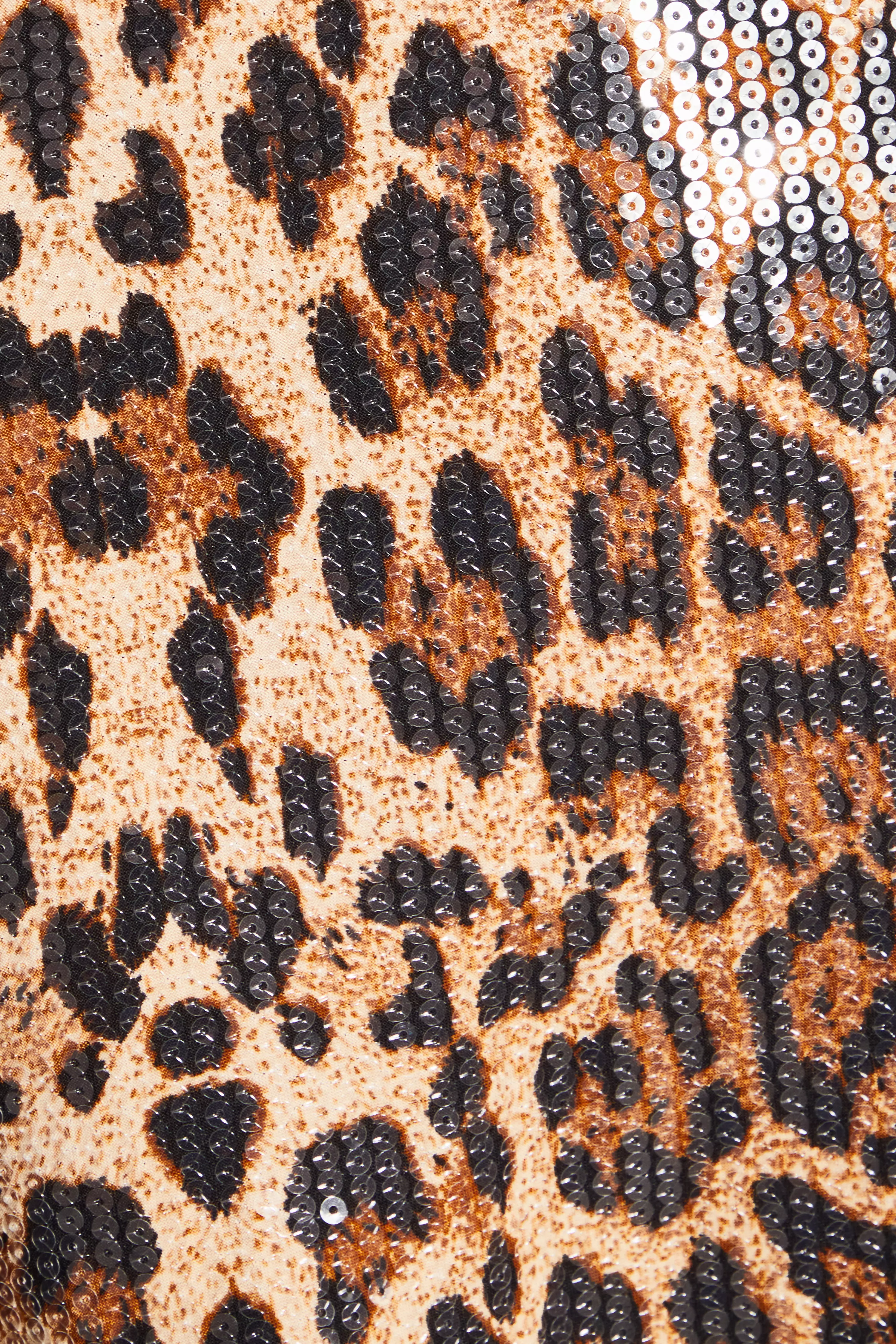 Brown Leopard Sequin Mini Dress - QUIZ Clothing