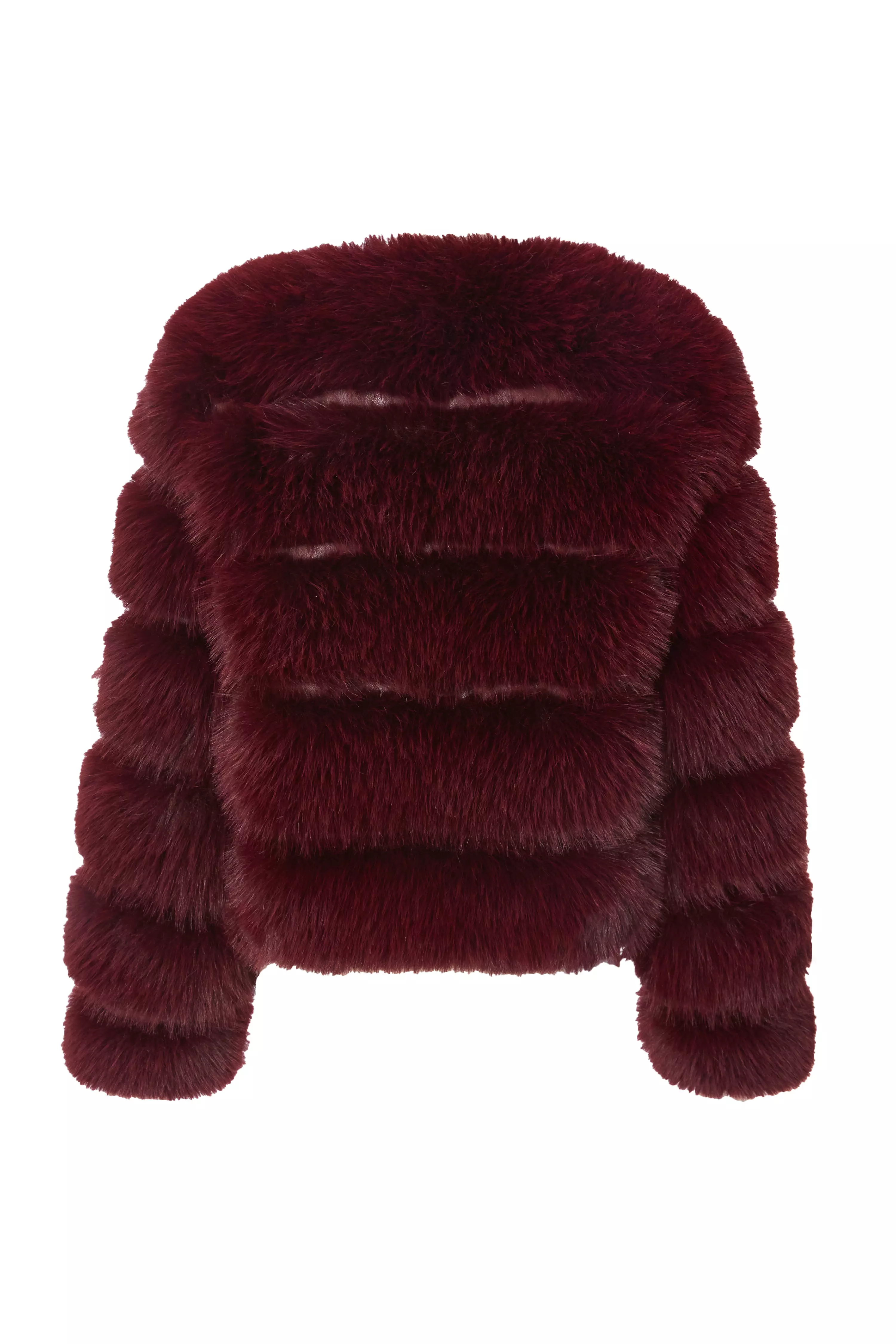 Burgundy Faux Fur Jacket - QUIZ Clothing