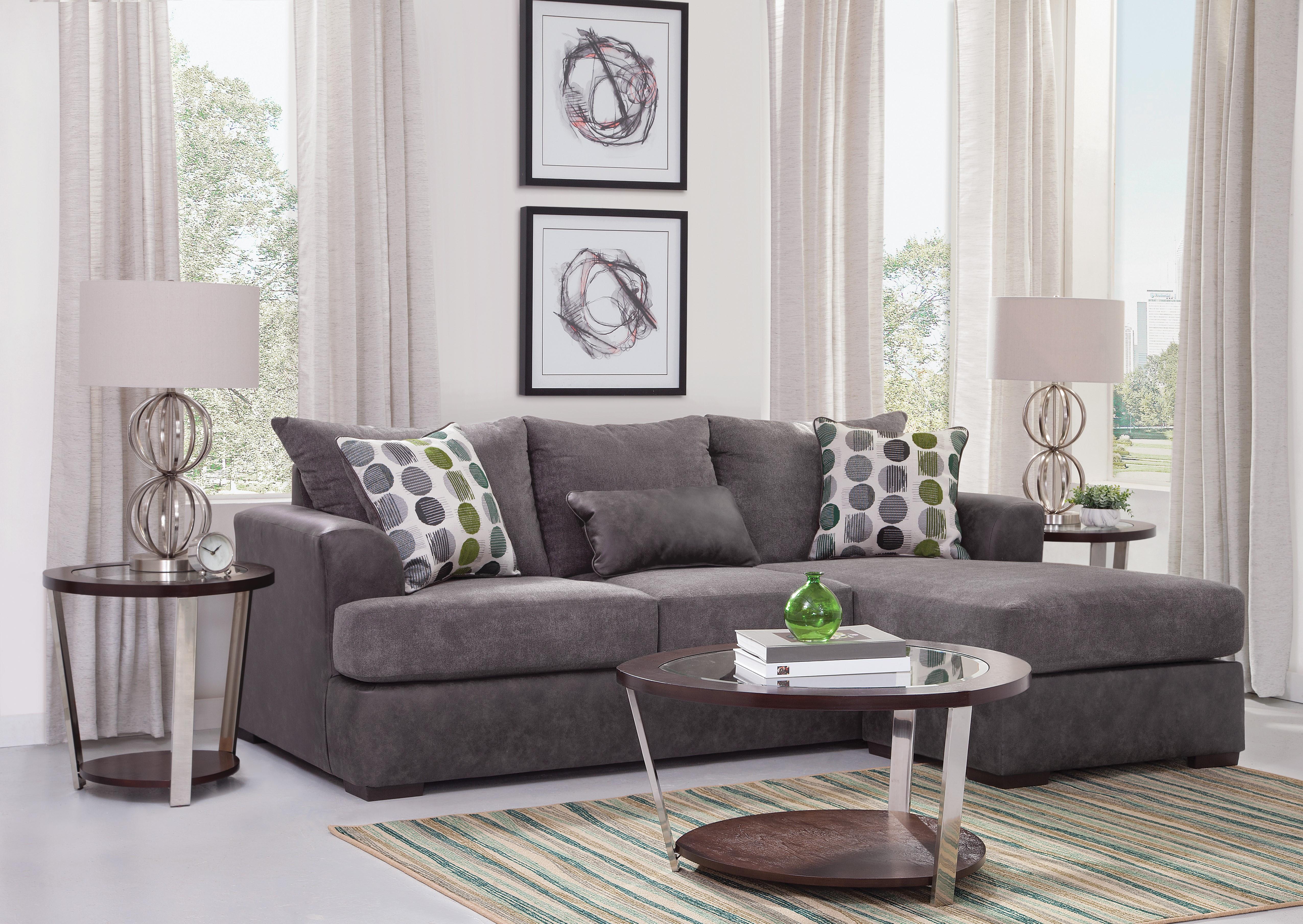 Rent to Own Woodhaven Envy Chaise Sofa with Duncan Tables, Area Rug ...