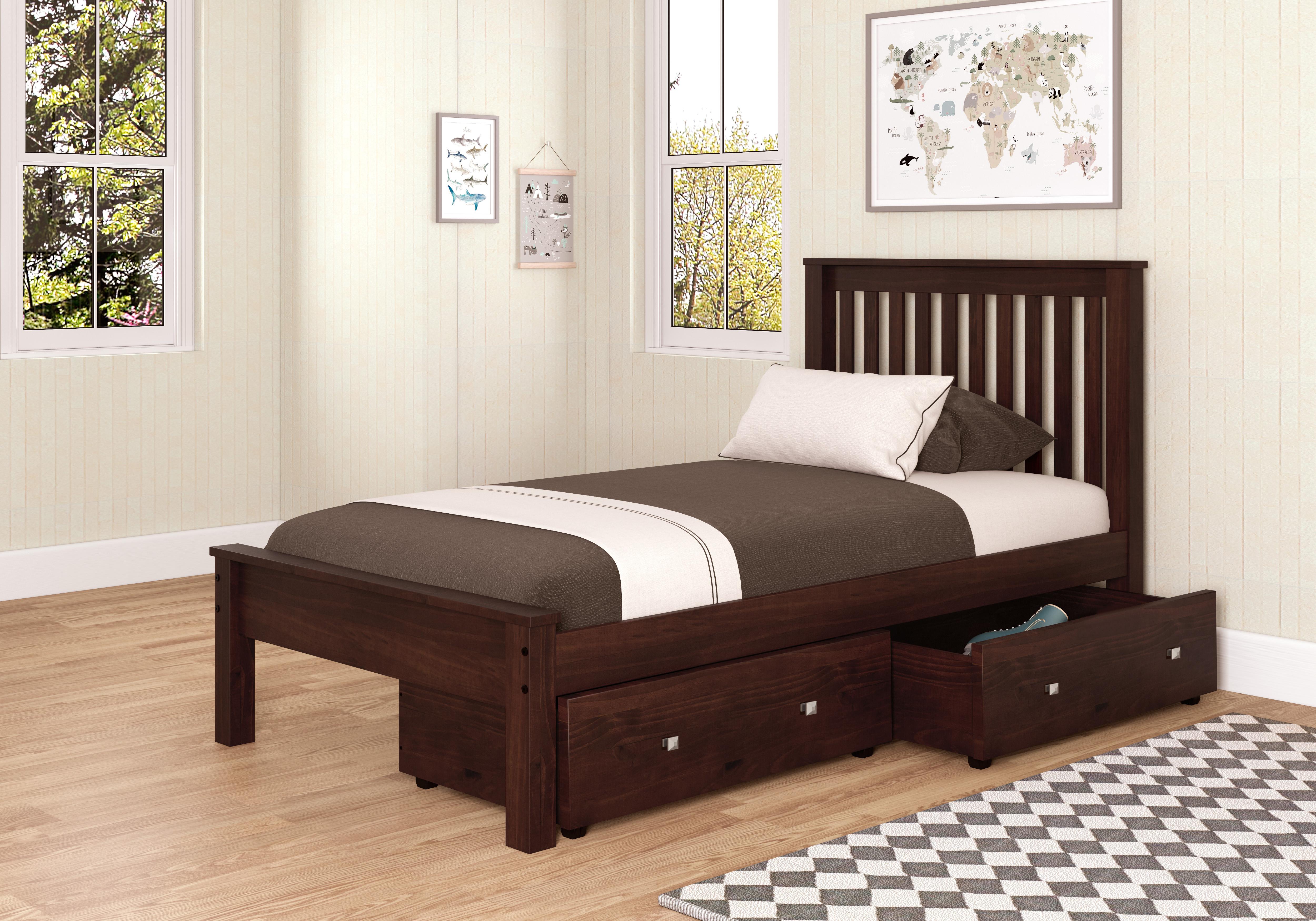 Rent to Own Donco Twin Bed Cappuccino with Dual Drawers at Aaron's today!