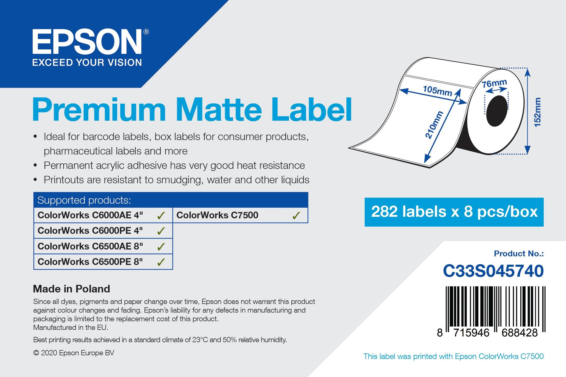 Premium Matte Label - Die-Cut Roll: 105mm x 210mm, 282 labels | נייר ...