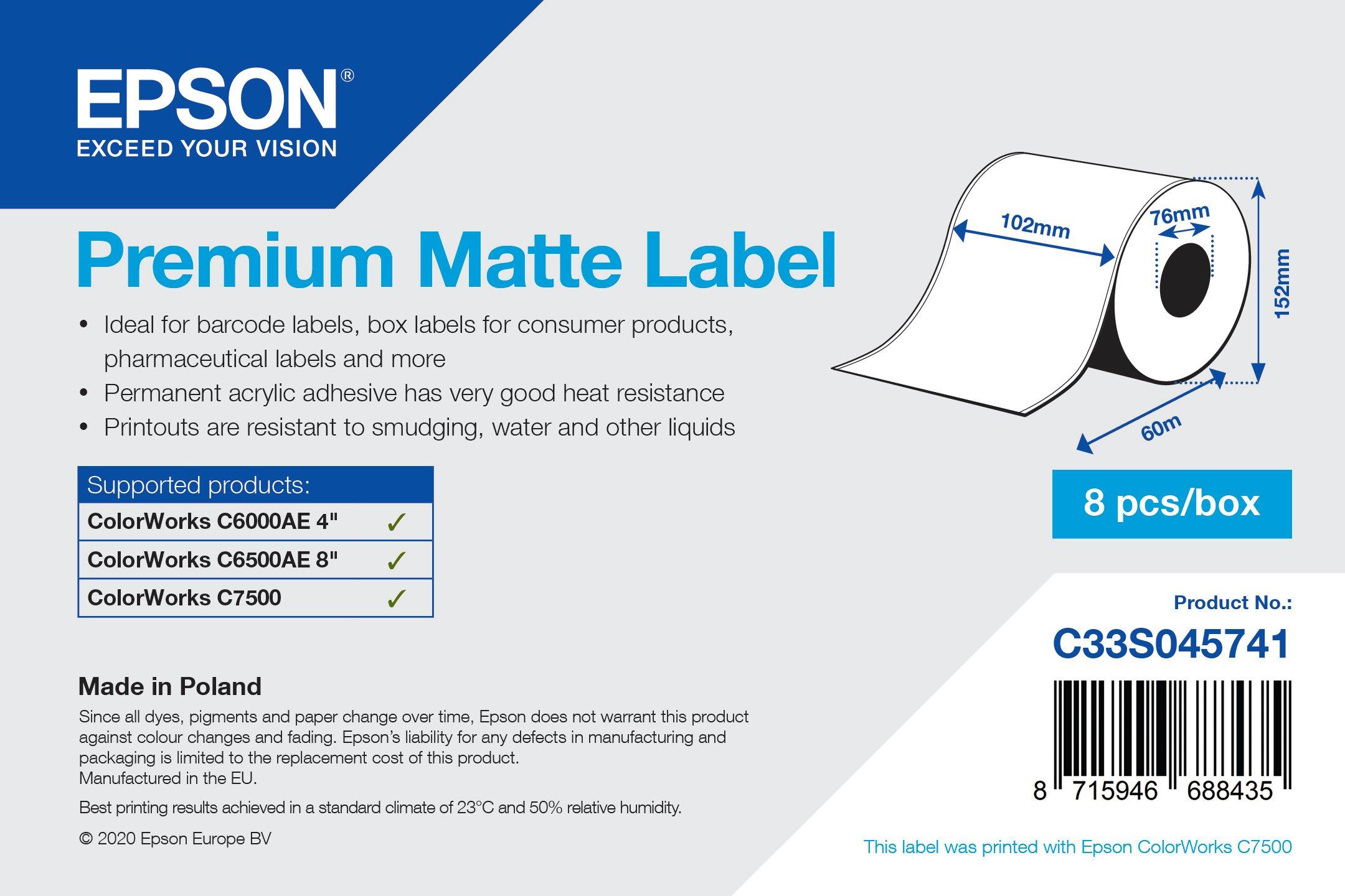 Premium Matte Label - Continuous Roll: 102mm x 60m | Paper and Media ...