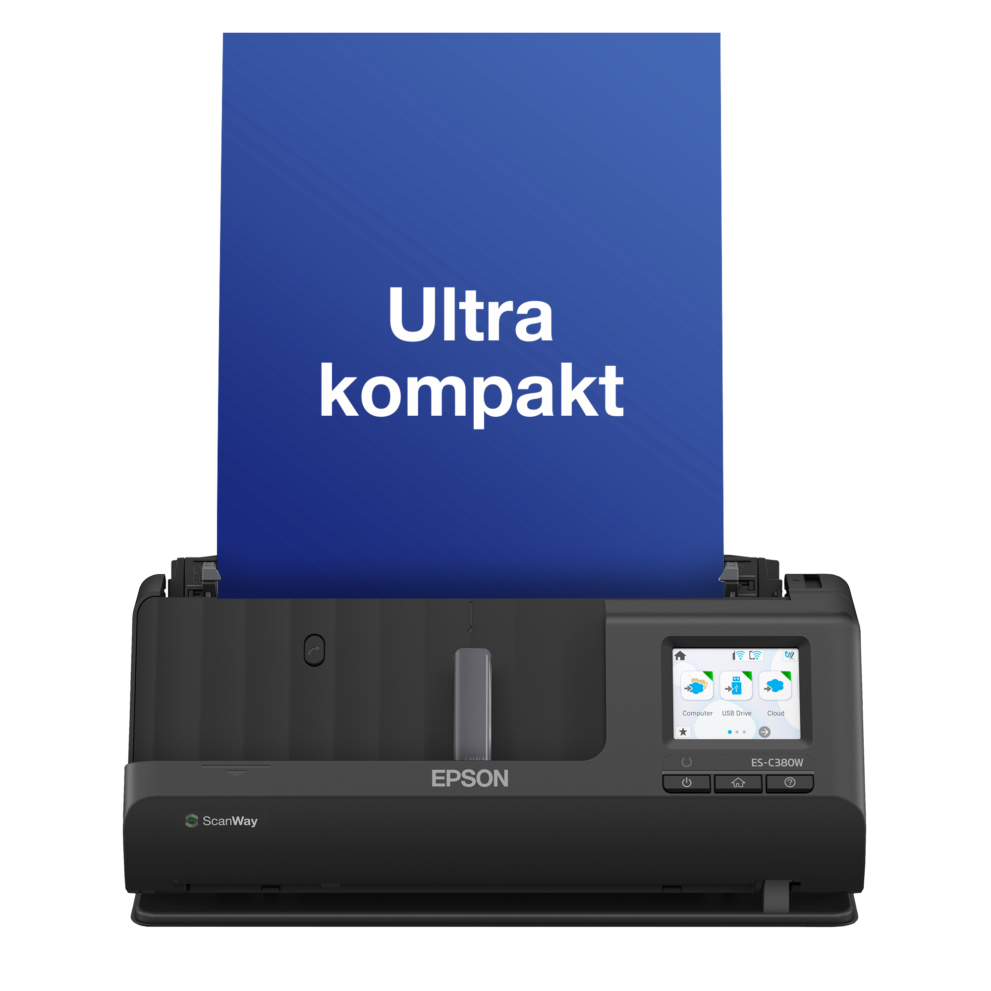 ES-C380W kompakt A4-dokumentskanner med Wi-Fi-tilkobling og U-svingbane ...