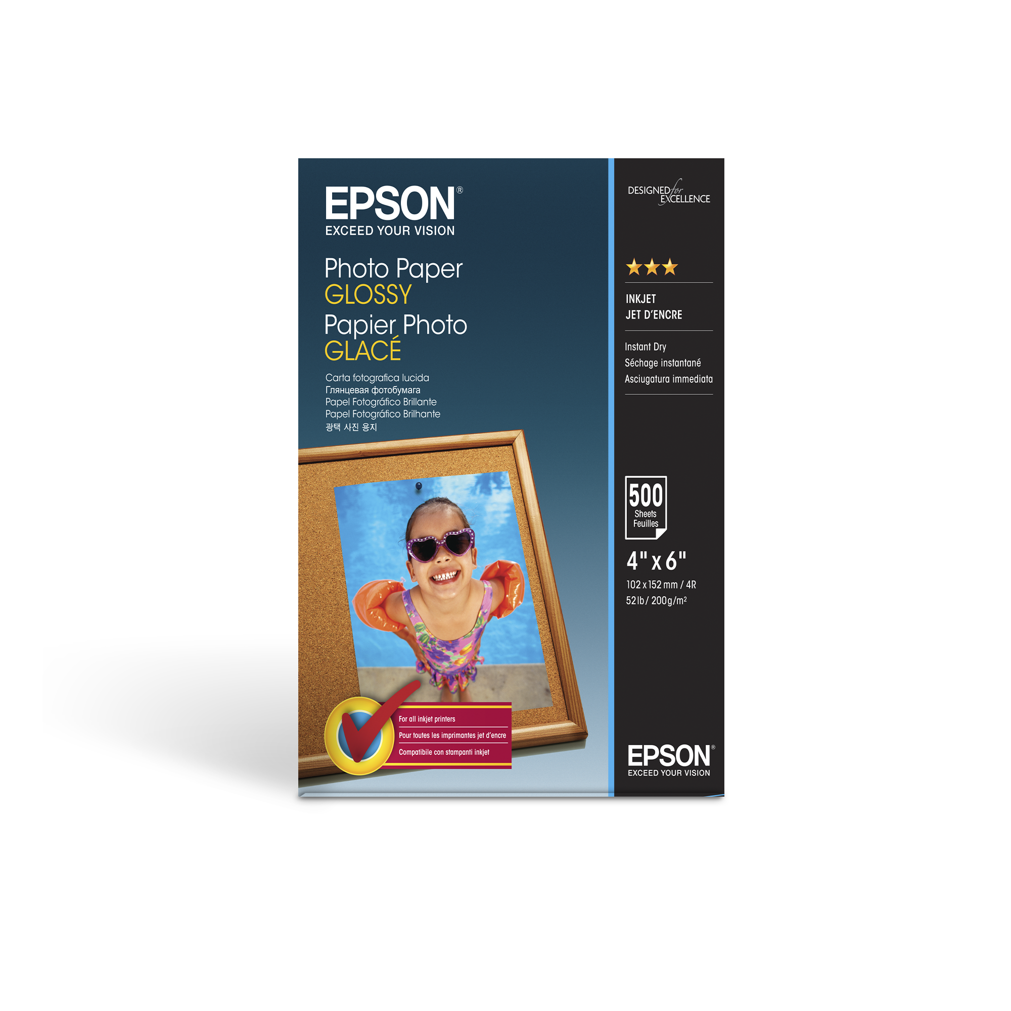 Epson Glossy Photo Paper (100 x 150mm), 200gsm, 500 sheets | Paper and ...