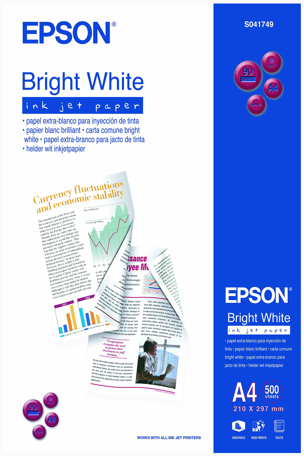 Bright White Ink Jet Paper DIN A4 90g m2 500 Sheets Paper and Media Ink Paper Products Epson United Kingdom