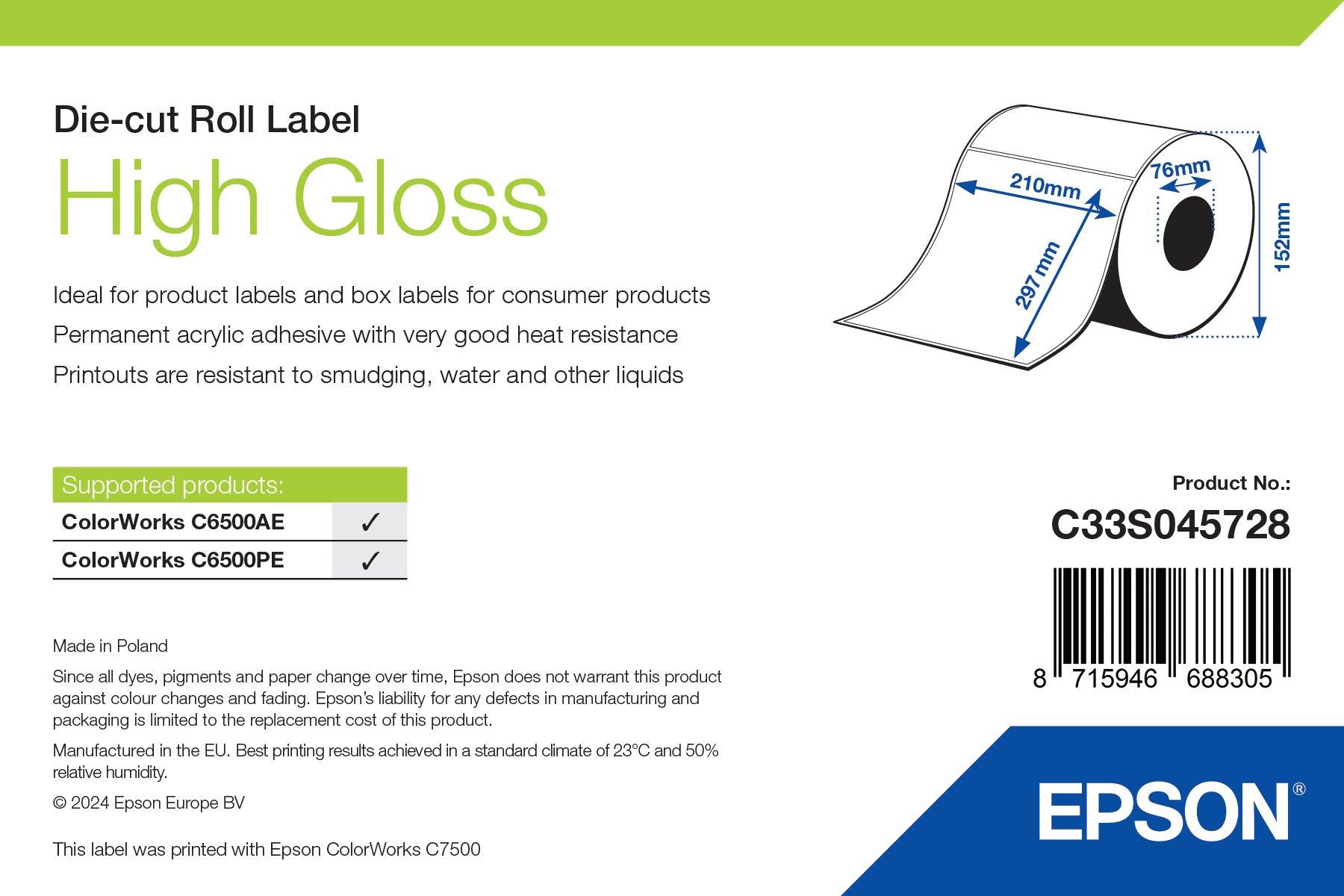 High Gloss Label - Die-Cut Roll: 210mm x 297mm, 194 labels | Paper and ...