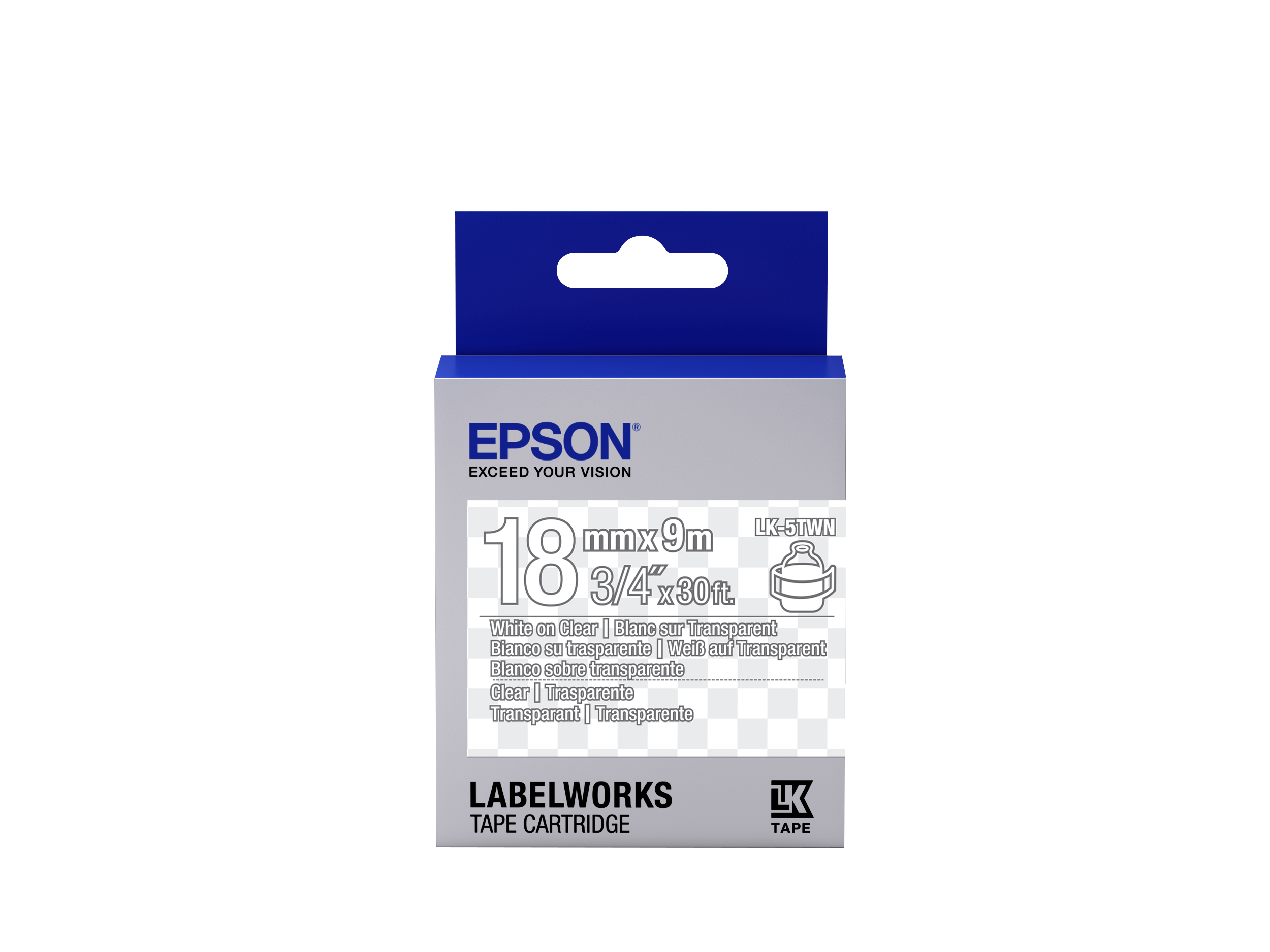 Epson Transparent Tape - LK-5TWN Clear White/Clear 18/9 ...