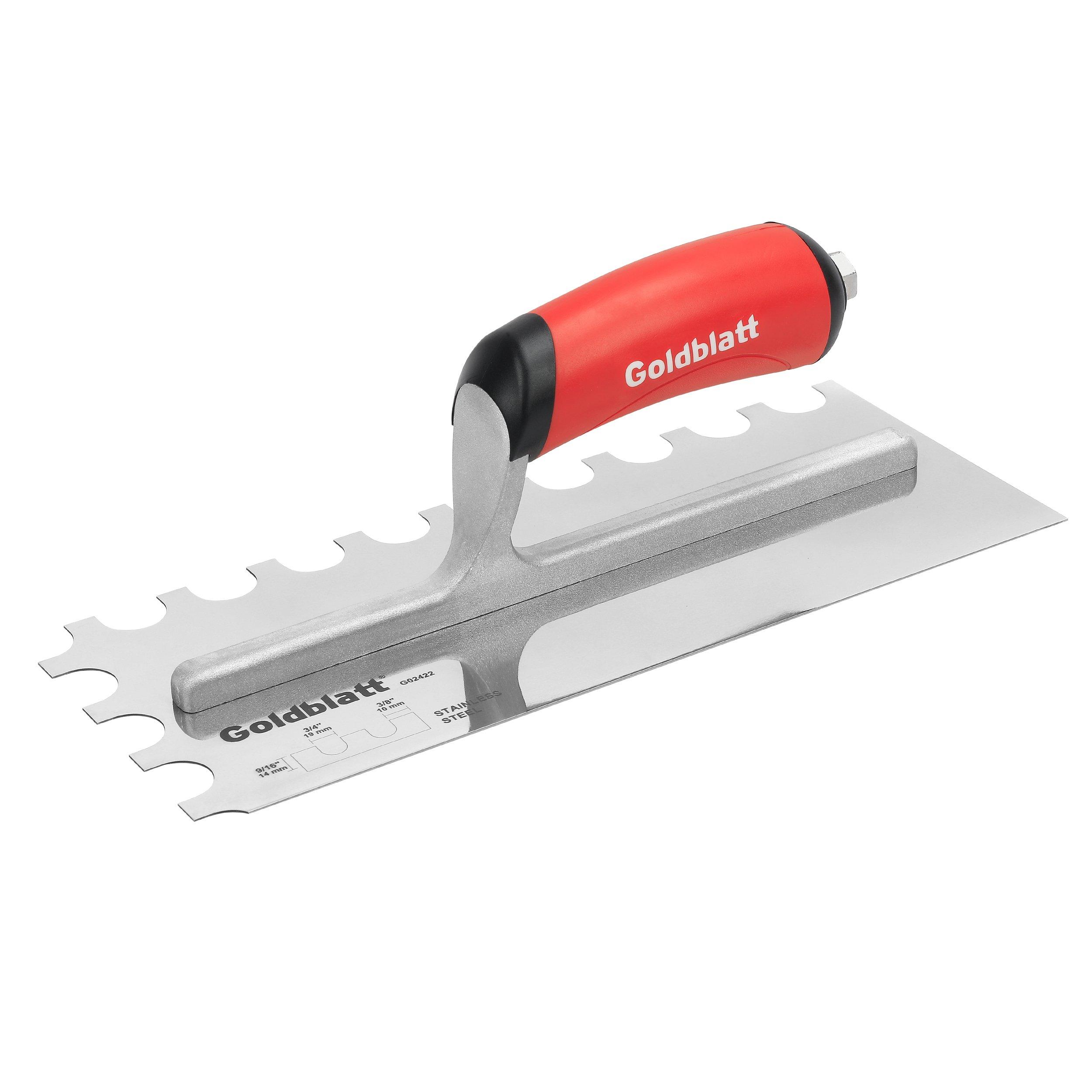 Goldblatt Wood Handle Stainless Steel U Notched Trowel - 16in.- 3/4 X 9 ...