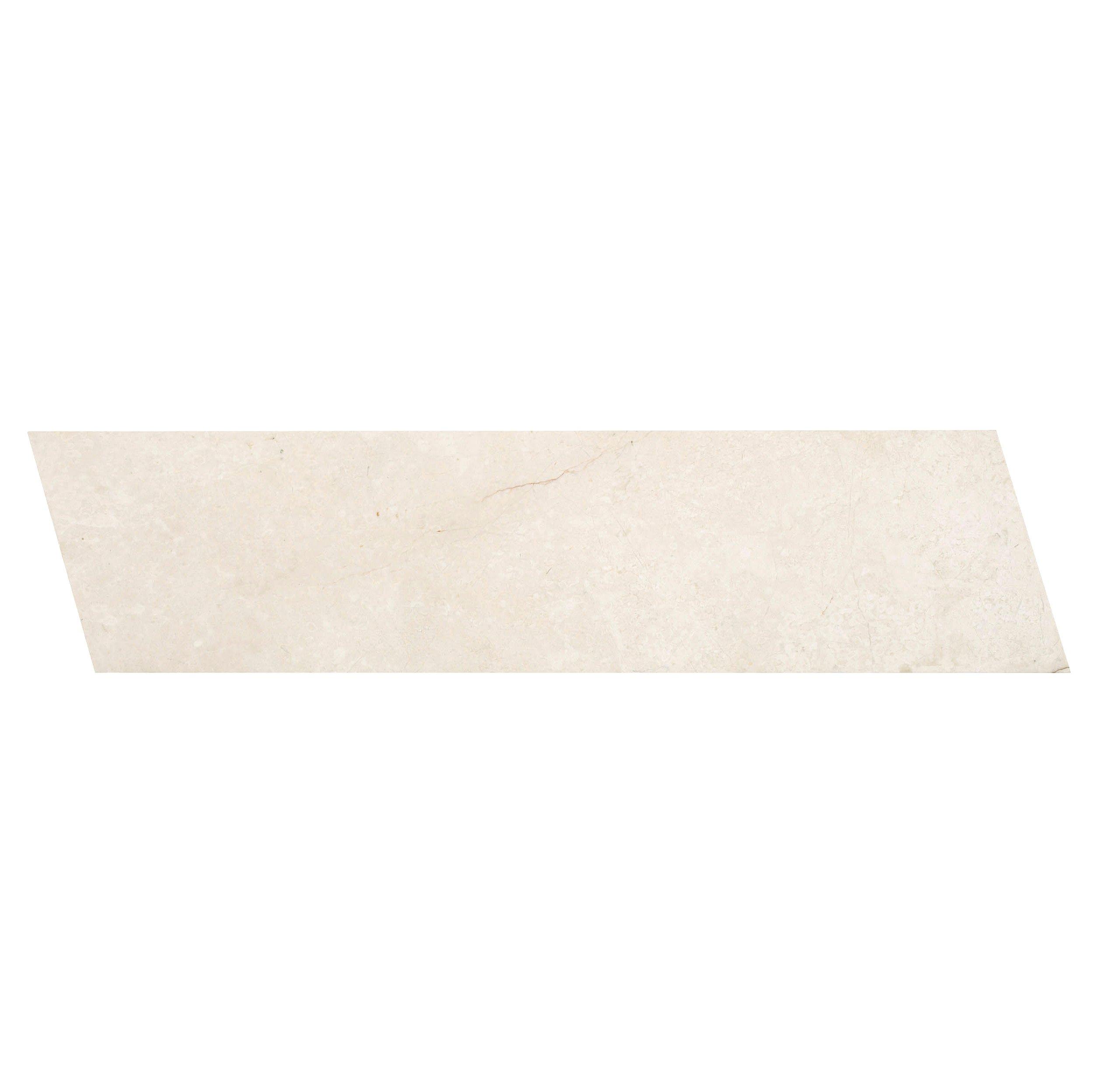 Viviano | Lilia Chevron B Polished Marble Tile, 6 x 24, Beige, 14 mm ...