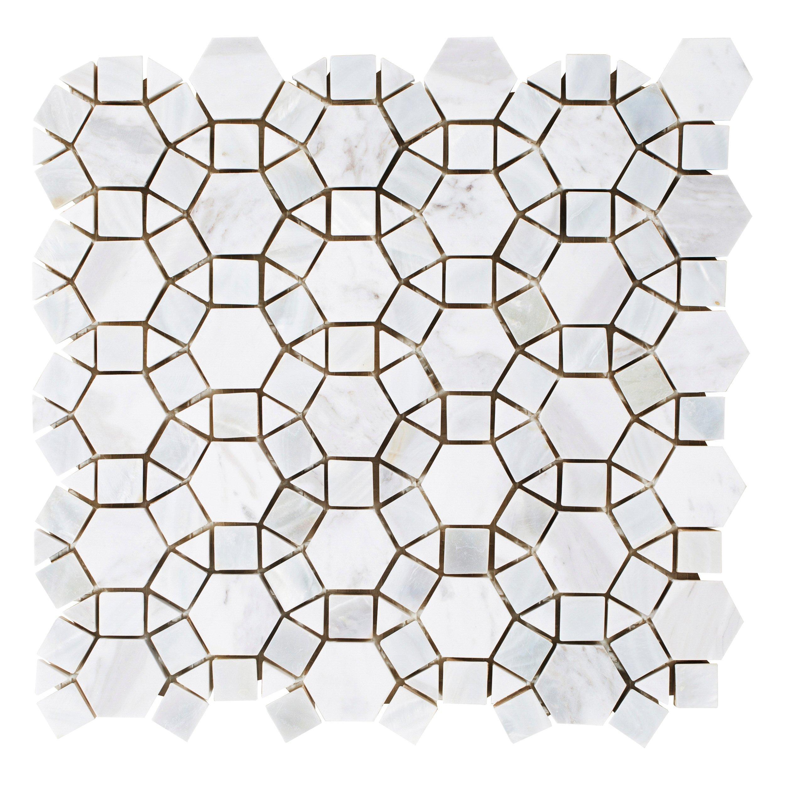 Viviano Mosaici | Pallas Waterjet Marble Mosaic Tile, 11 x 12, White, 0 ...