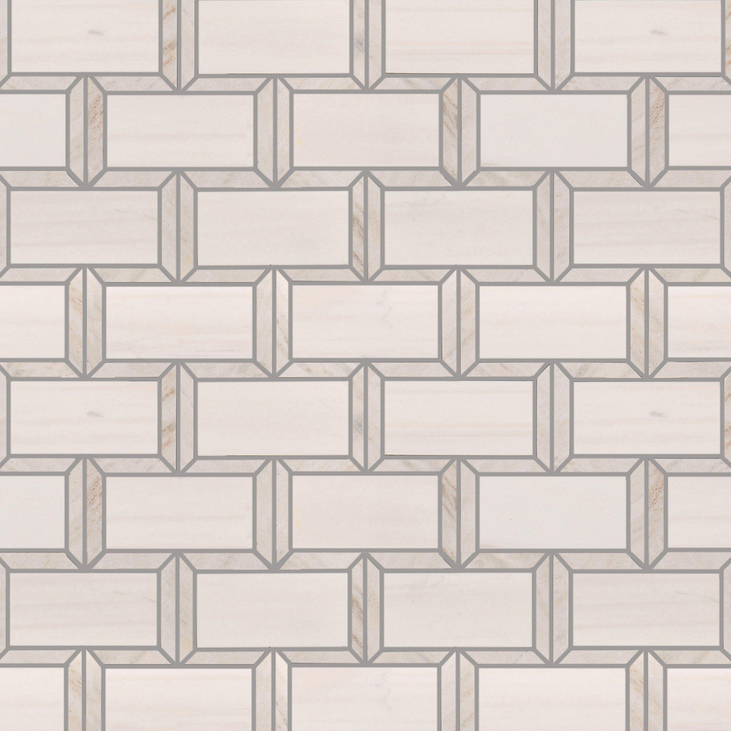 Viviano | Tribeca Dolomite Polished Marble Mosaic Tile, 10 x 15, White ...