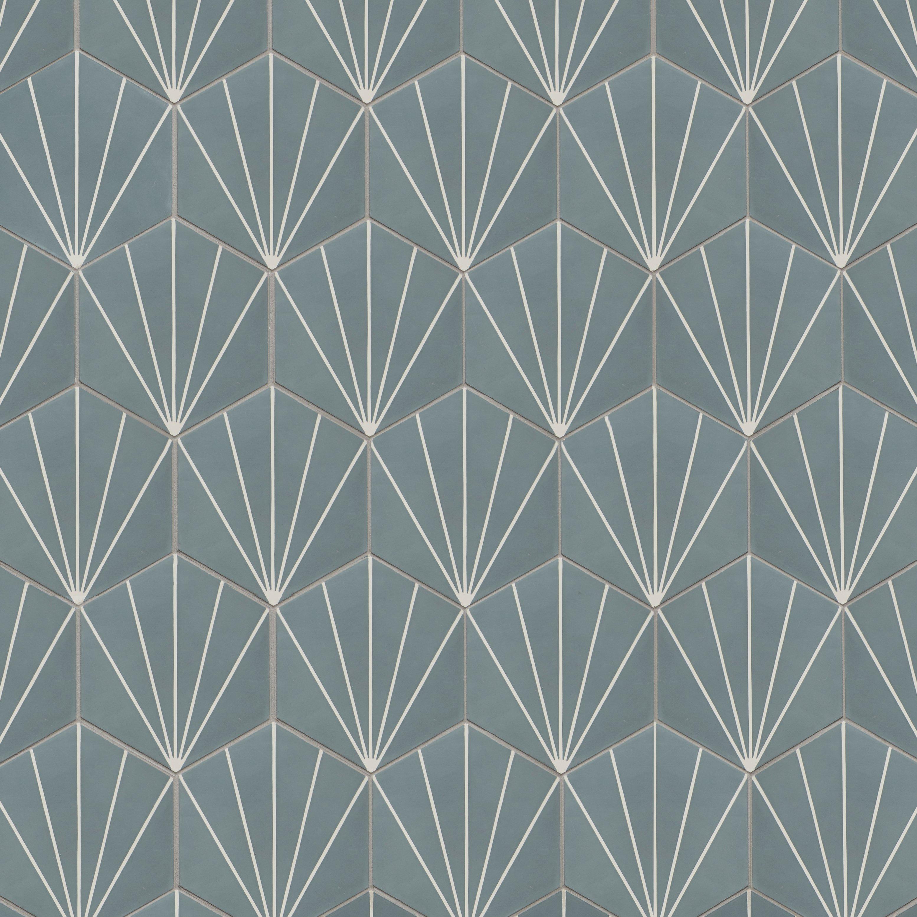 Floor & Decor | Silver Starburst Encaustic Cement Tile, 8 x 9, Grey, 0. ...