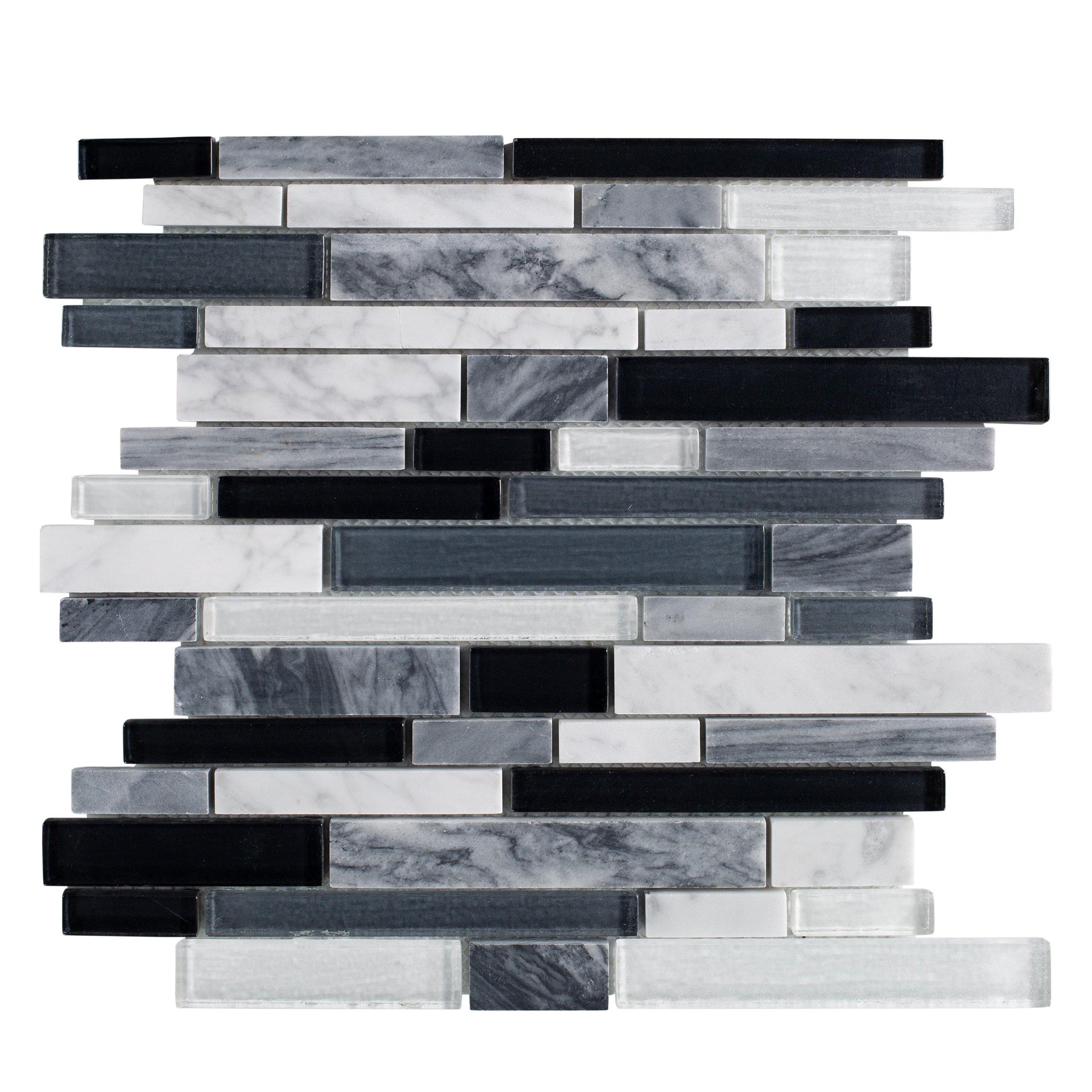 Misty Fjord Linear Glass Mosaic - 12 x 12 - 100706381 | Floor and Decor
