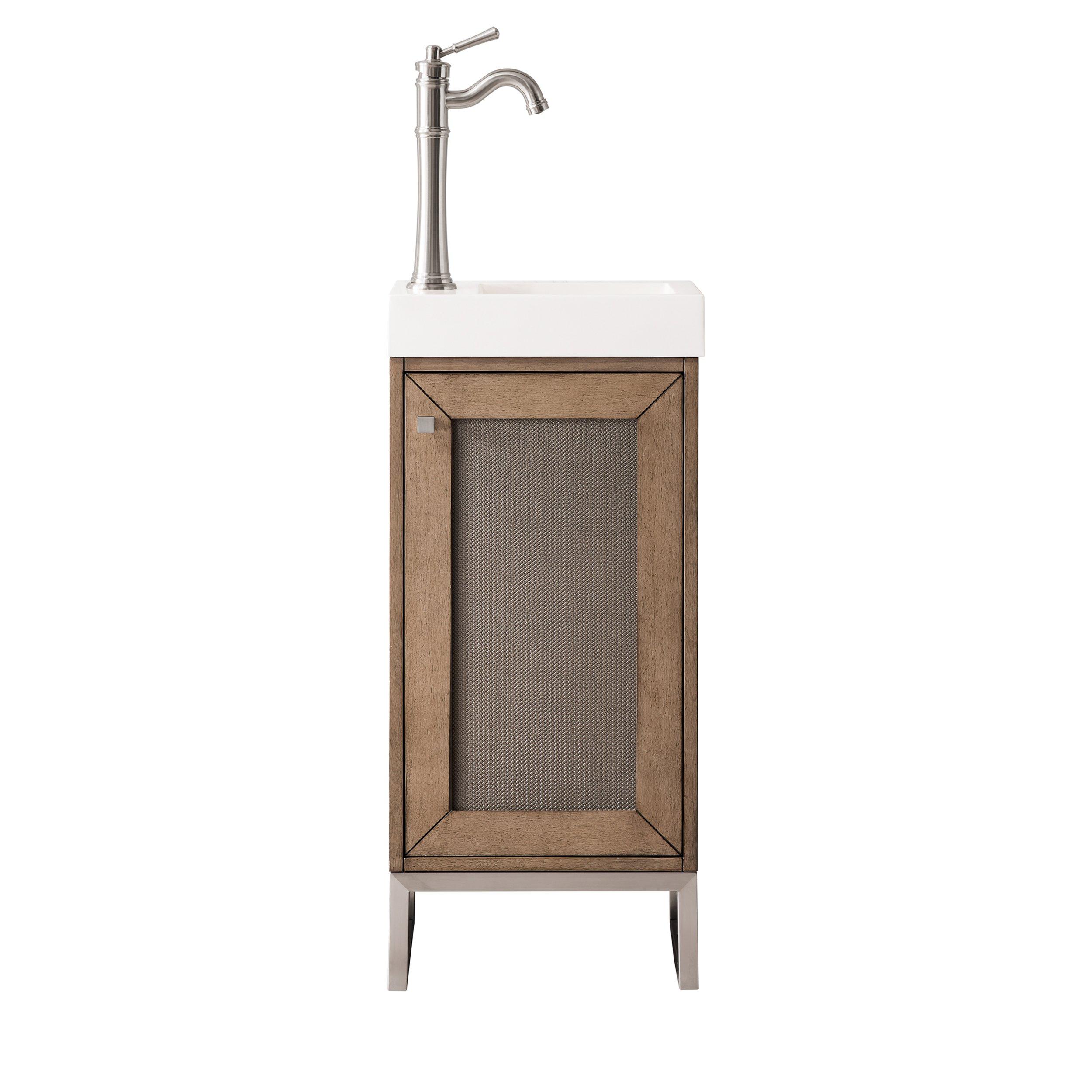 Chianti 16 in. Whitewashed Walnut and Brushed Nickel Vanity with Glossy ...