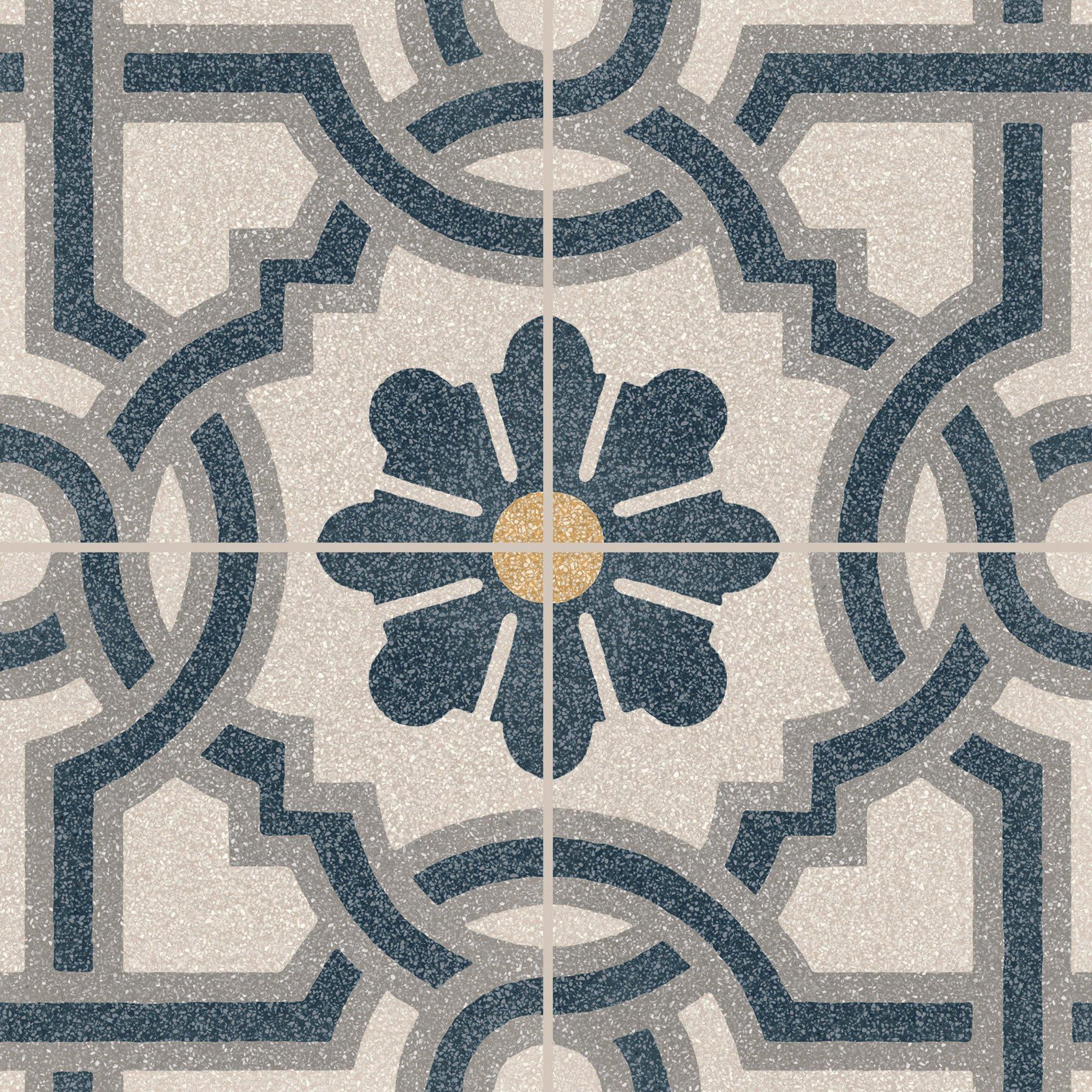 Moda Del Mar | Flor de Palacio Porcelain Tile, 8 x 8, 1/3 inch Thick ...