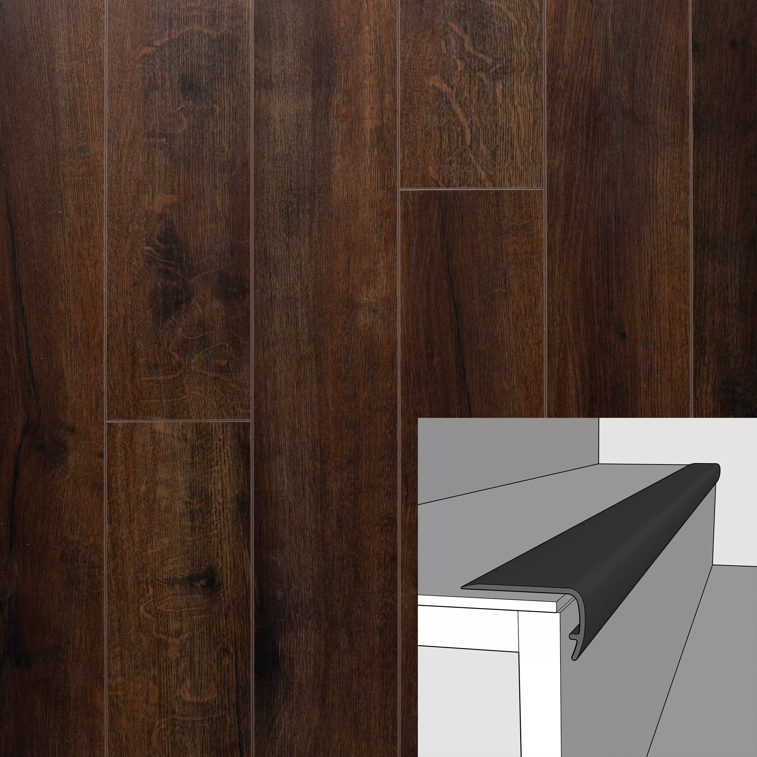 Midland Ridge 94in. Vinyl Overlapping Stair Nose | Floor and Decor