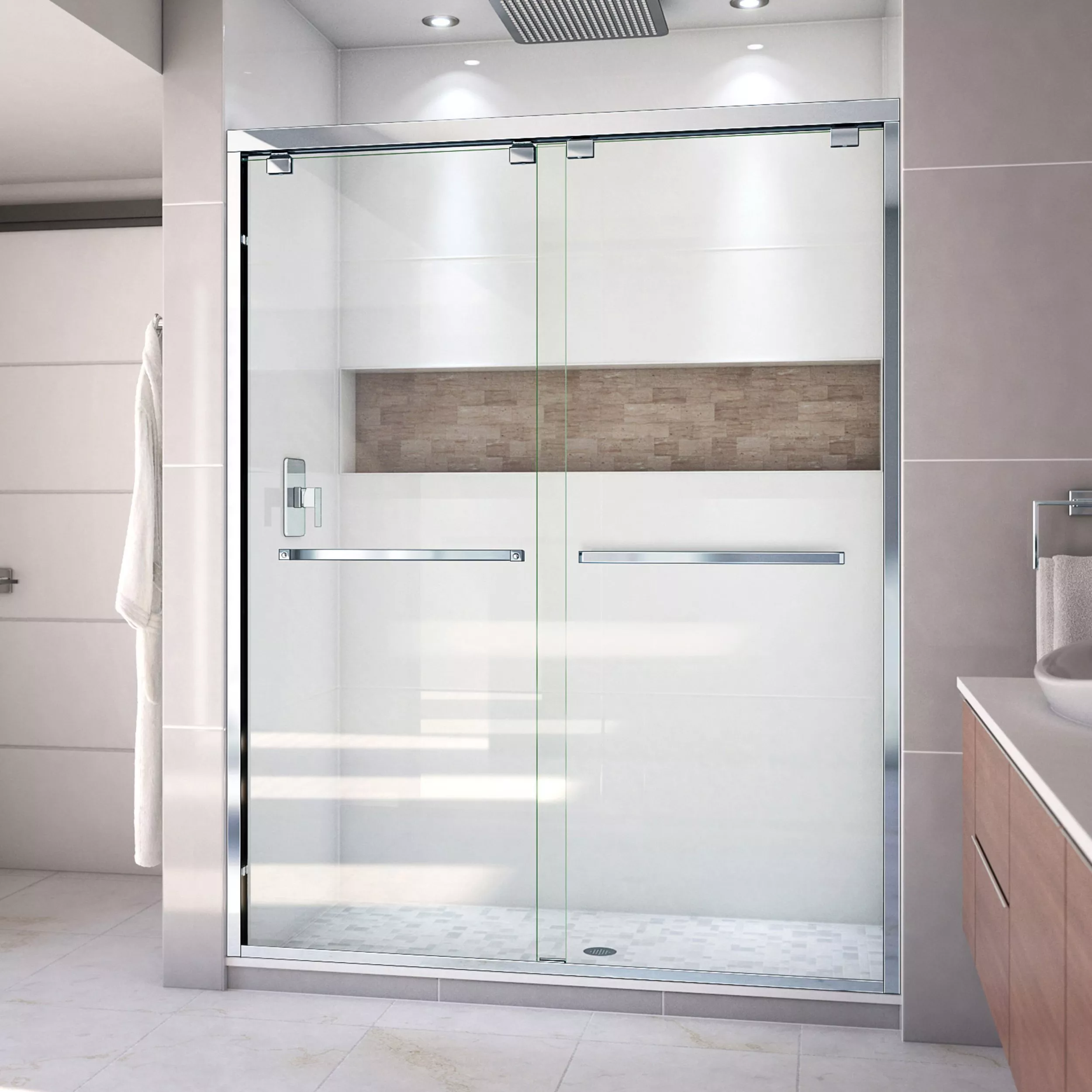 Encore Chrome Semi Frameless Bypass Shower Door Floor And Decor